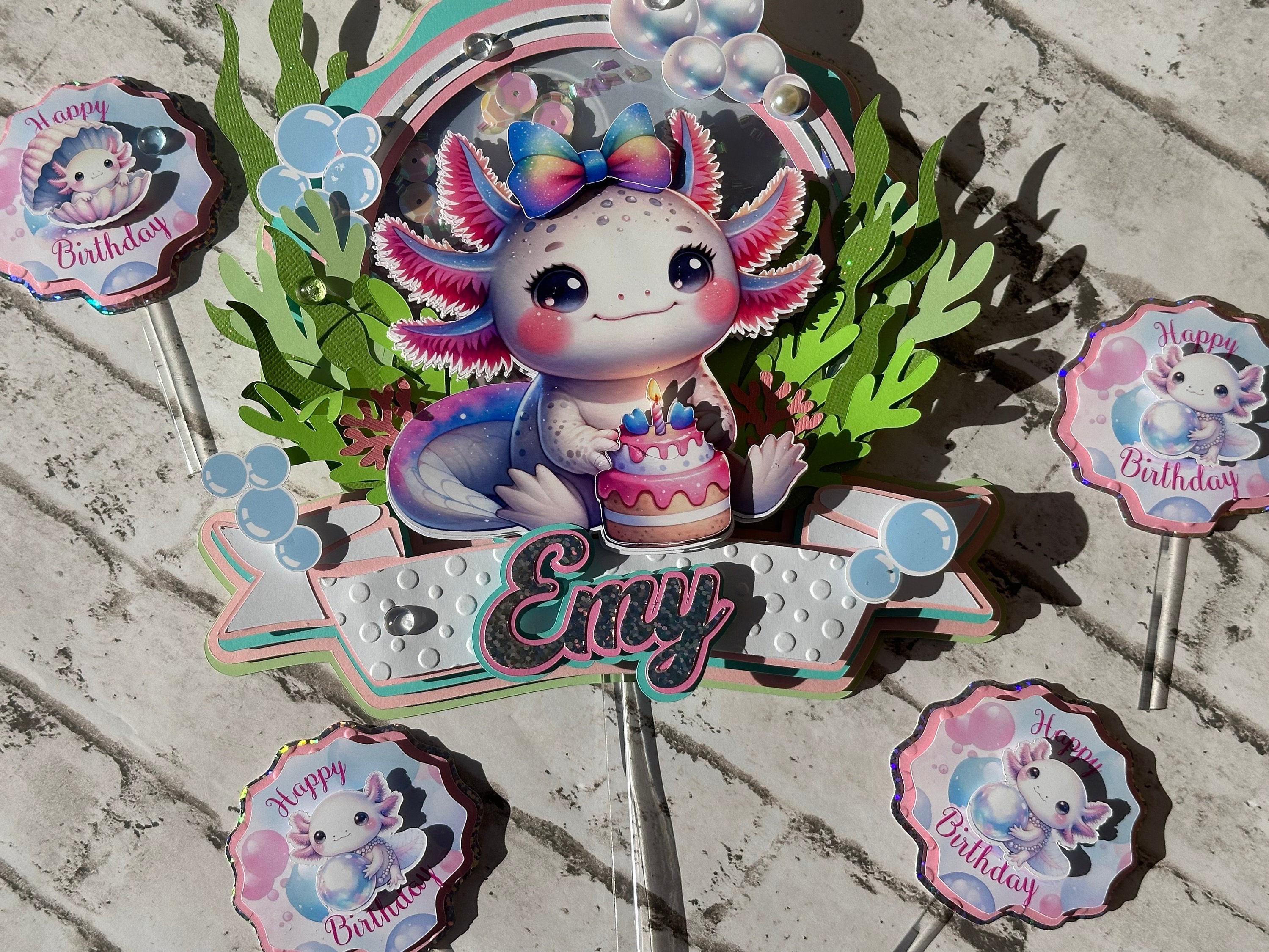 Axolotl Cake Topper, Axolotl Party Decorations, Axolotl Themed Party ...