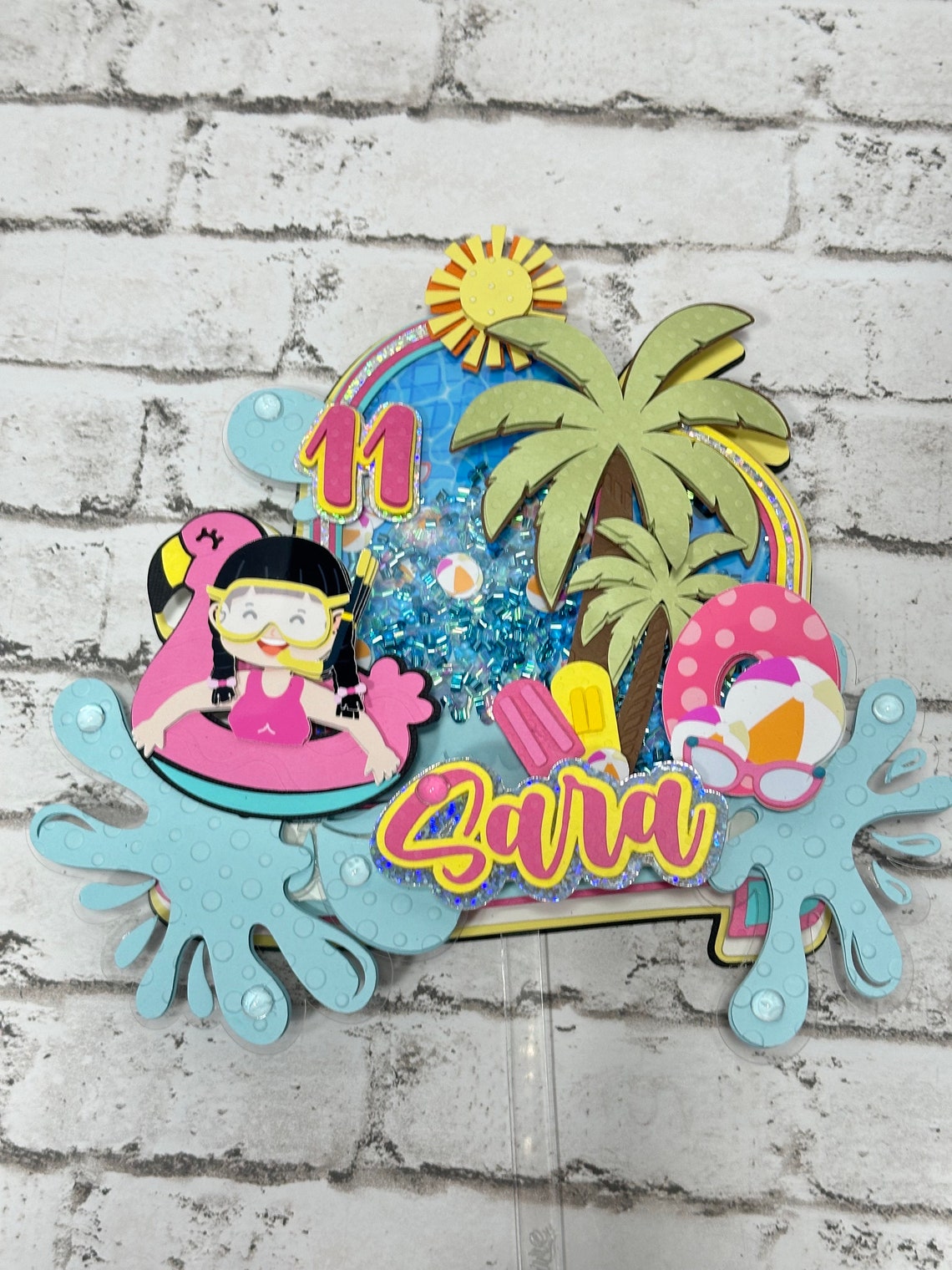 Pool Party Cake Topper, Girl's Party, Cake Topper Decoration, Pool ...