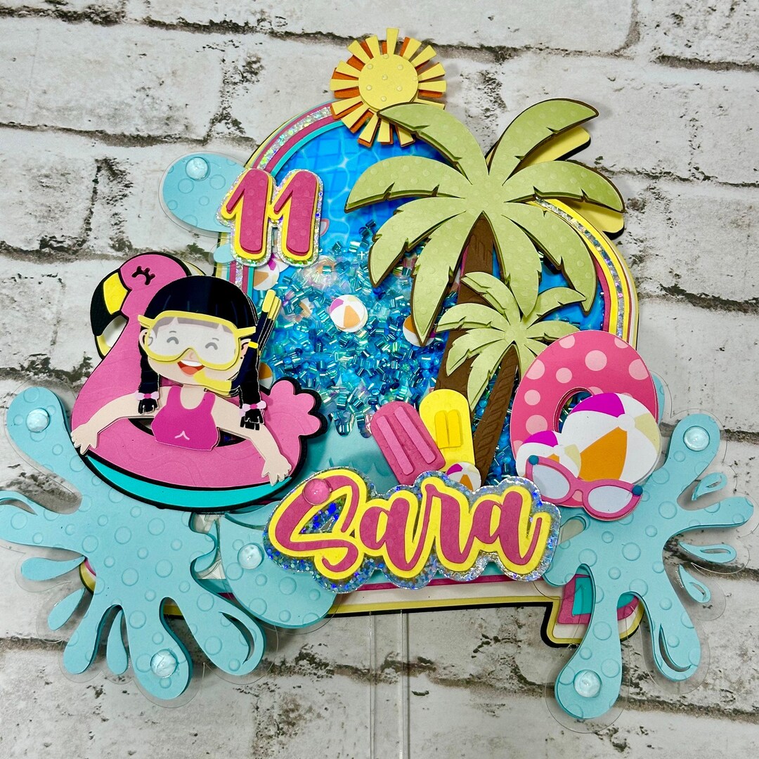 Pool Party Cake Topper, Girl's Party, Cake Topper Decoration, Pool ...