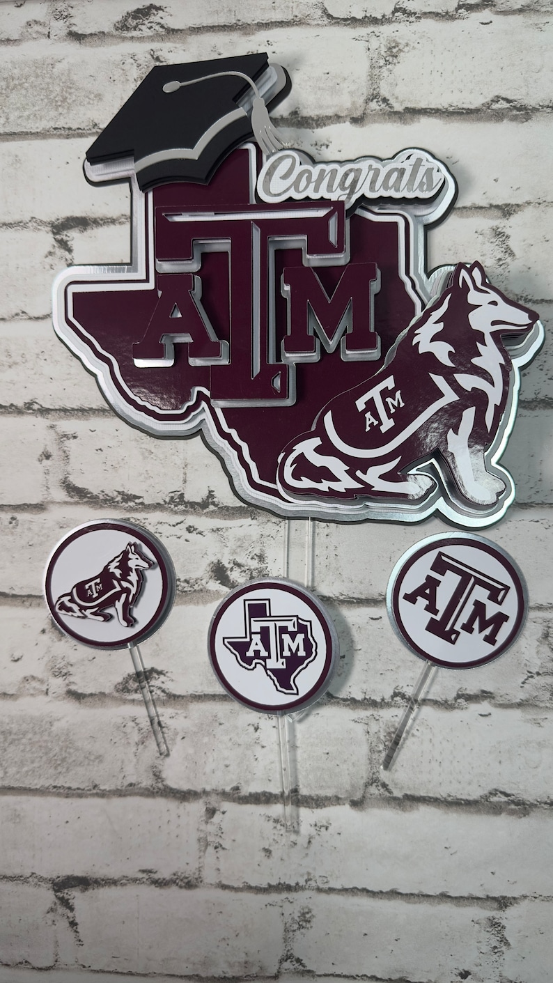 Texas ATM University Cake Topper, Graduation Cake Topper, Class of 2024 ...