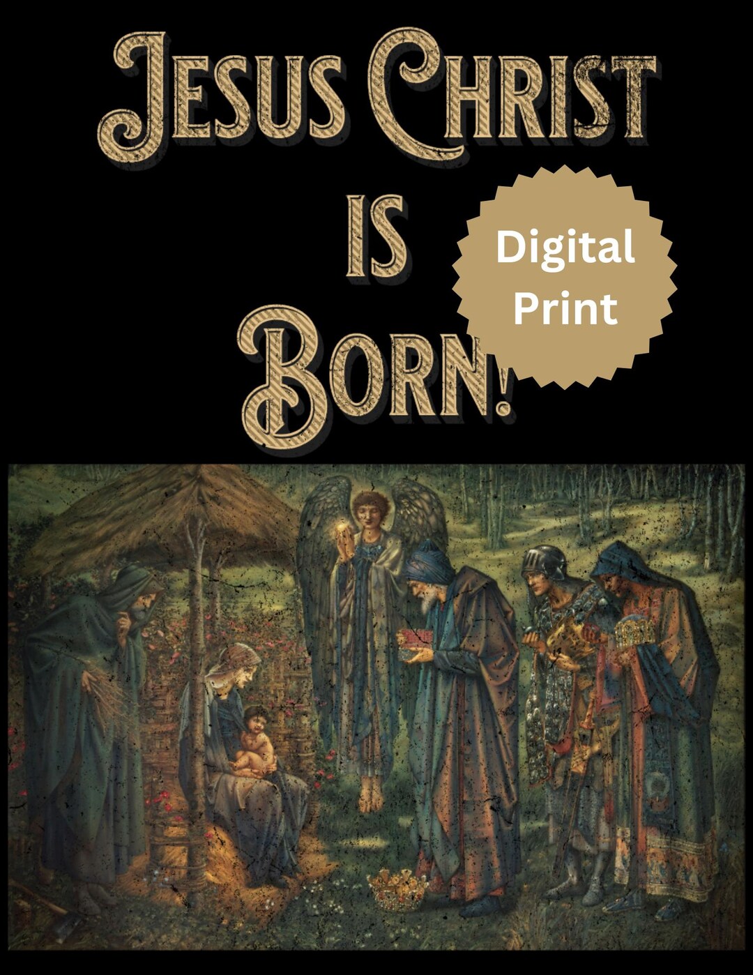 Jesus Christ is Born Digital Print Christmas Art Jesus Christ is Born ...