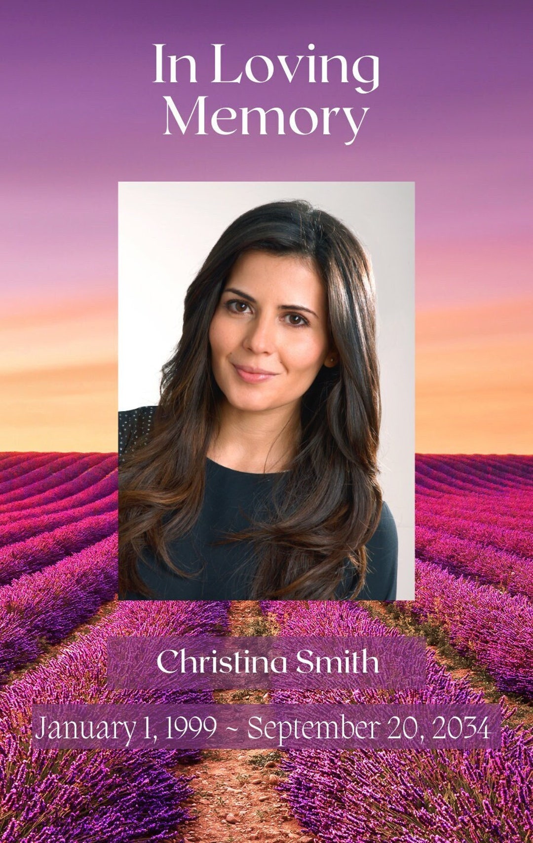 Purple Sunset Memorial Card - Etsy