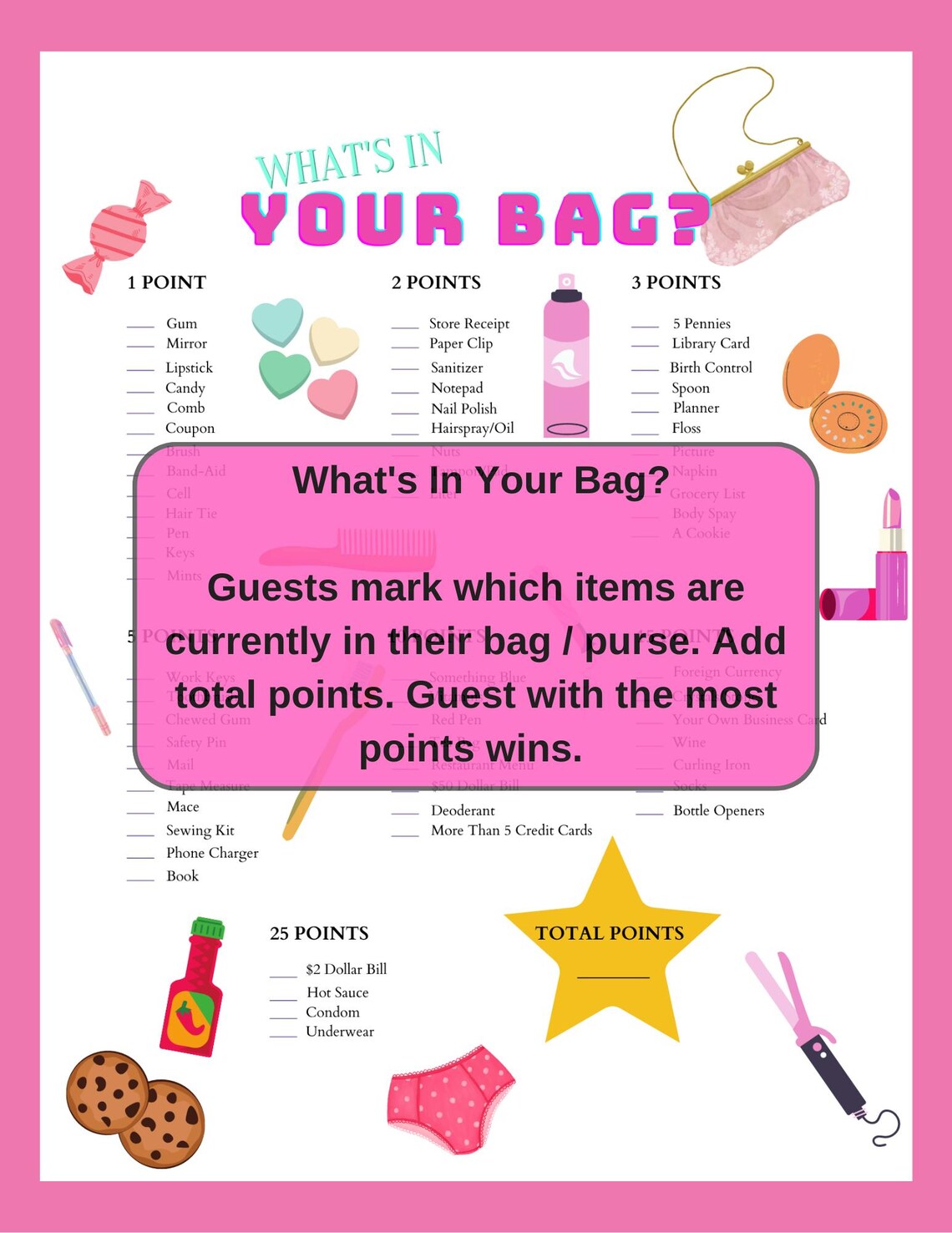 What's in Your Bag? | Party Game Printable | Bridal Shower Games ...