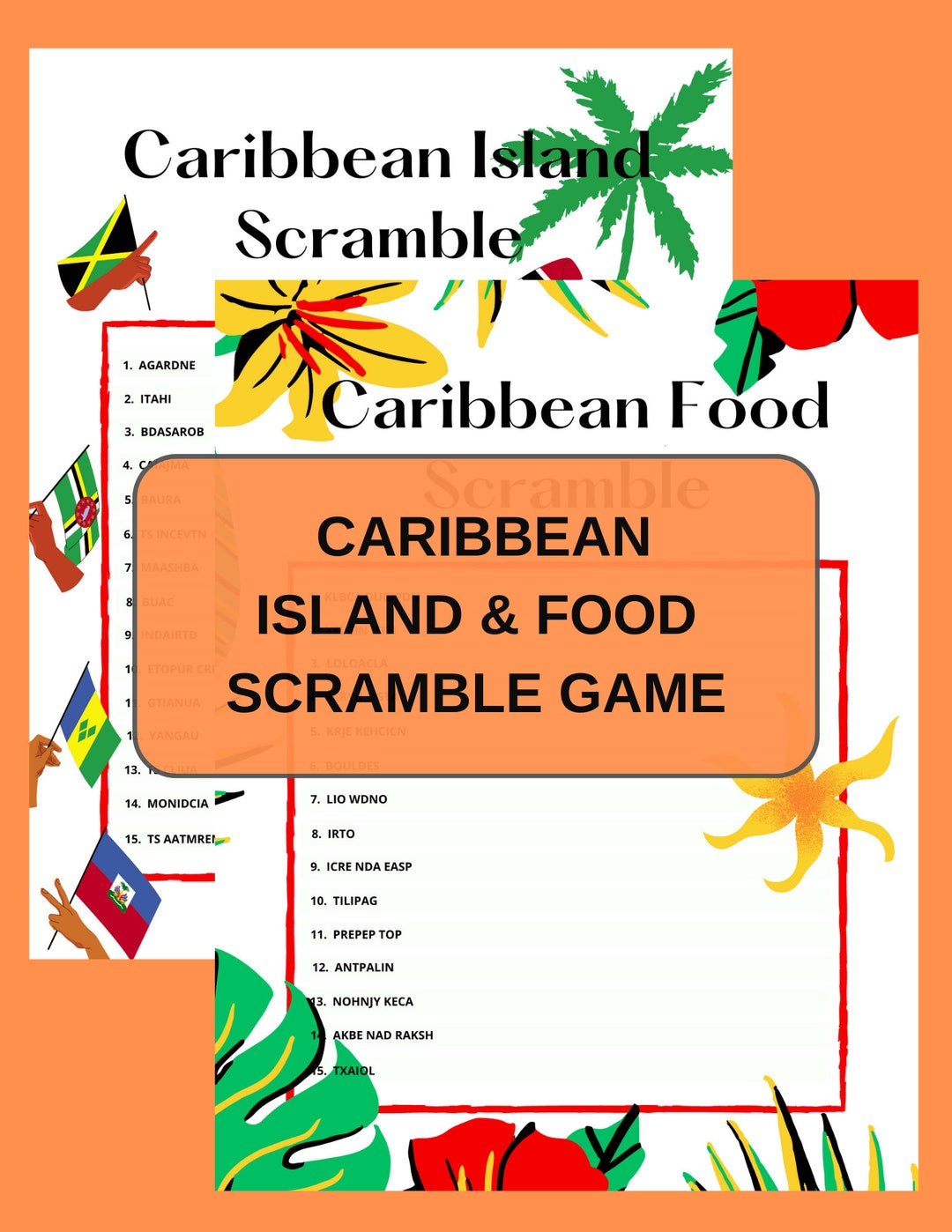 Caribbean Island & Food Scramble Games | Party Games | Bridal Shower ...
