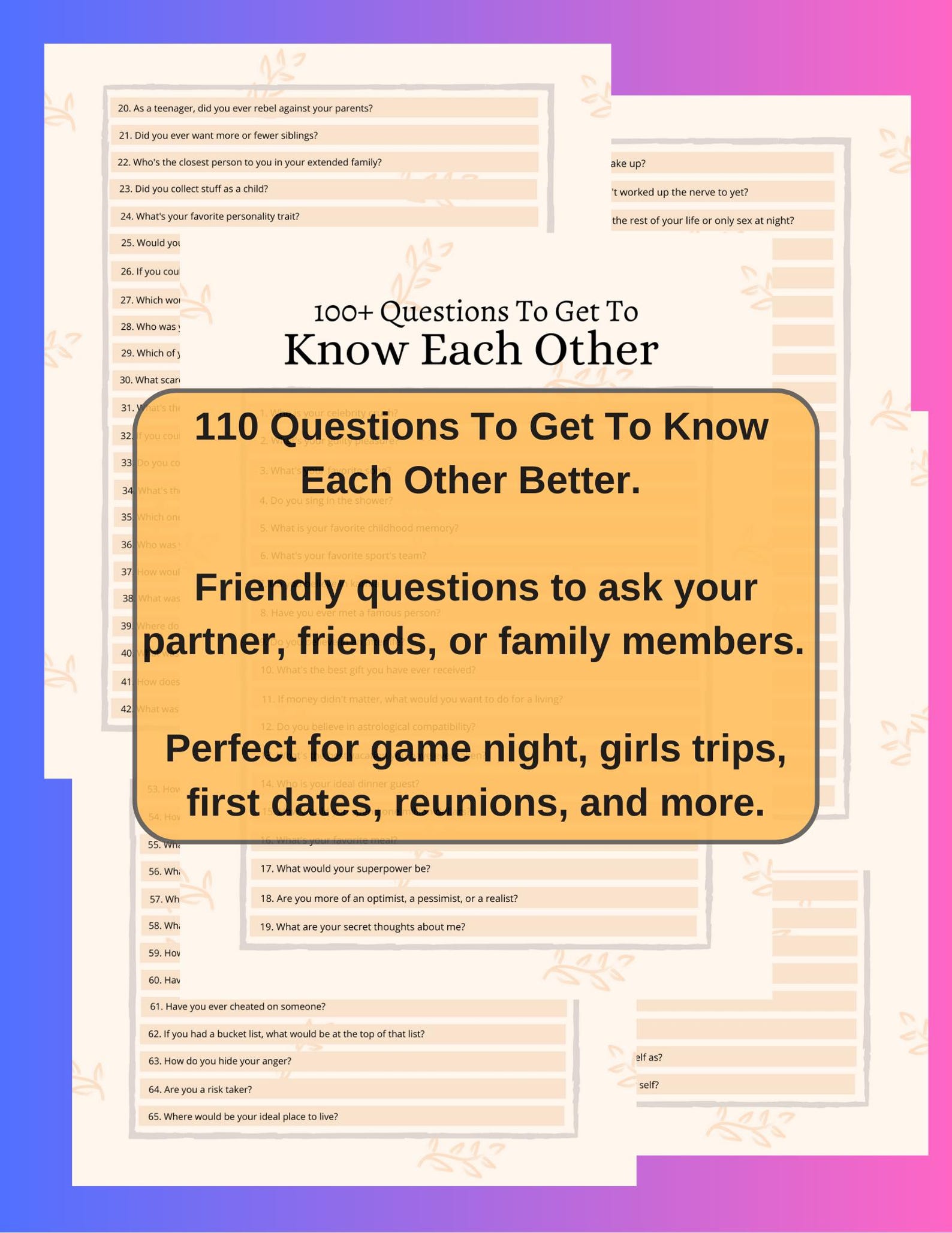 110 Questions to Get to Know Each Other Better | Friendly Questions for ...