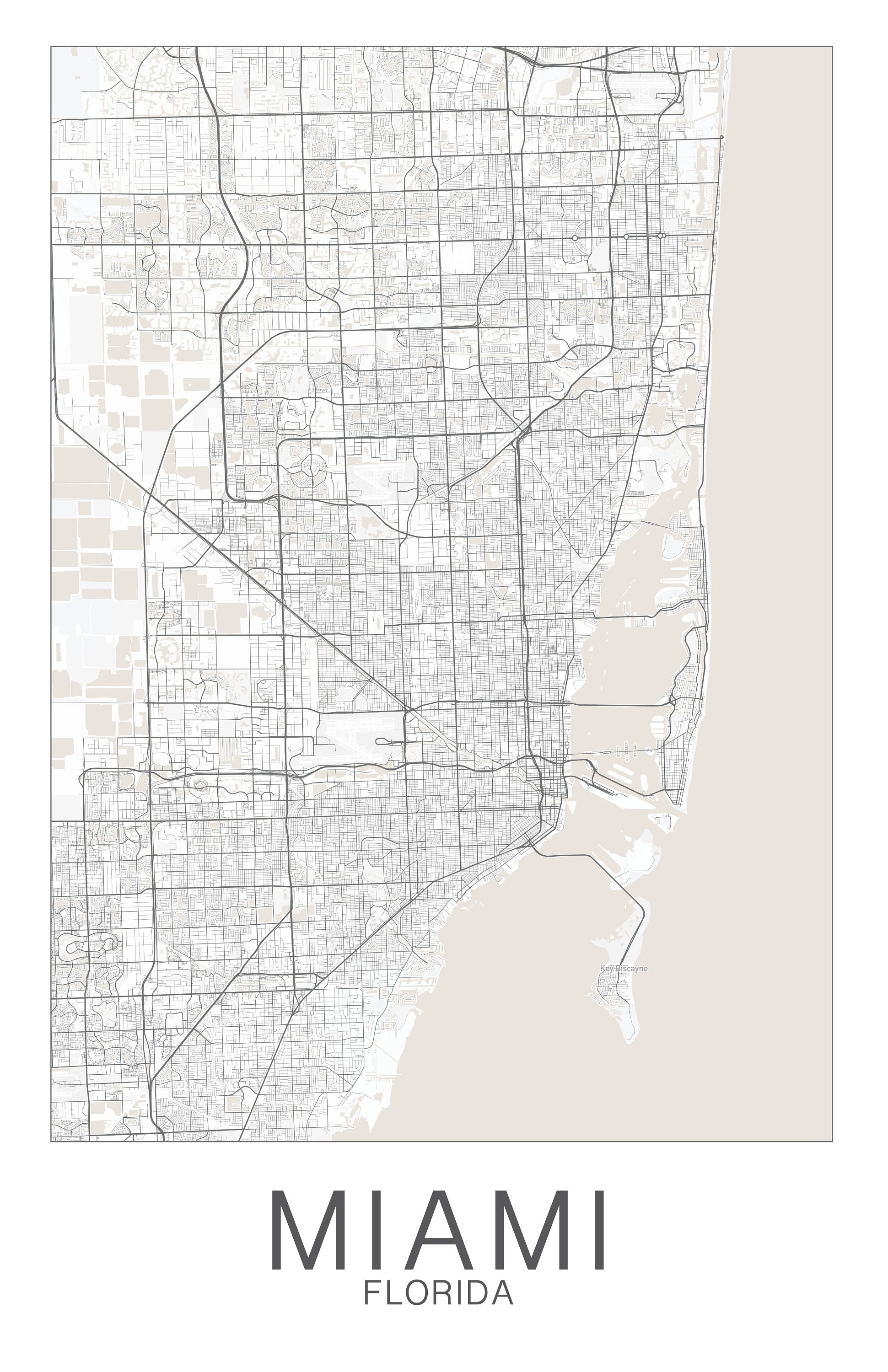 City Map of Miami DIGITAL DOWNLOAD - Etsy
