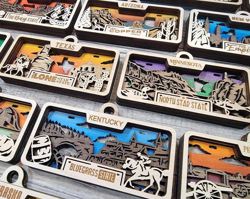 USA State Plate Ornaments, State License Plate Christmas Ornaments ...