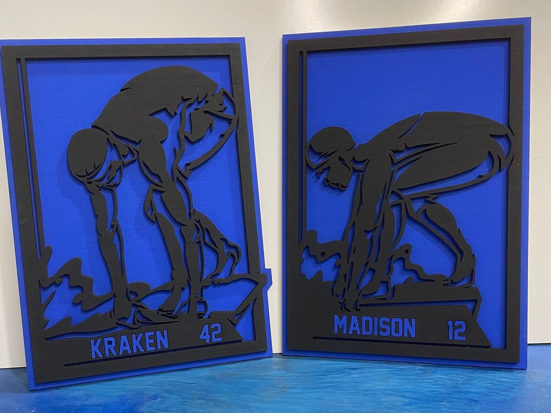 Custom Swim Player Sign, Personalized Name Sign for Seniors, Swim Coach ...
