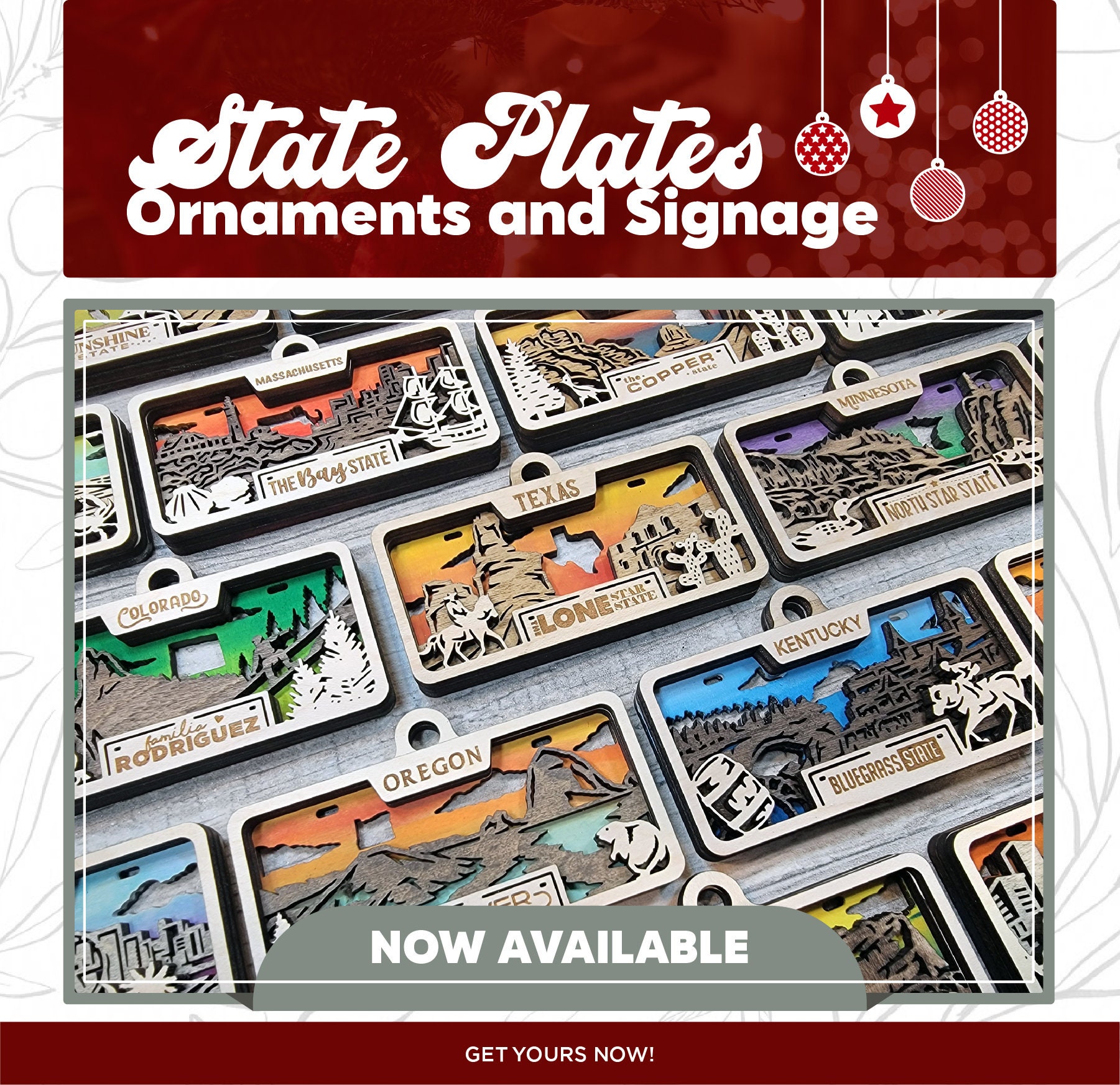 USA State Plate Ornaments, State License Plate Christmas Ornaments ...