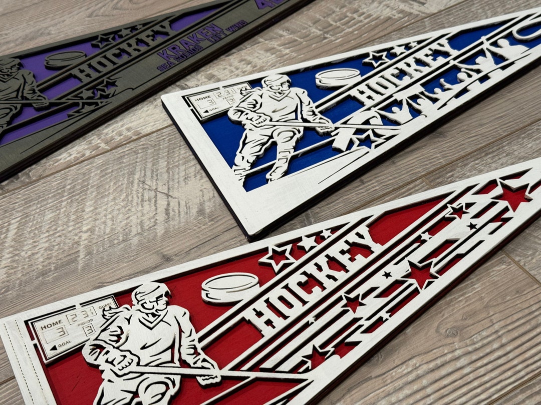 Personalized Hockey Pennant, Custom Team Pennant Sign, Hockey Sport ...