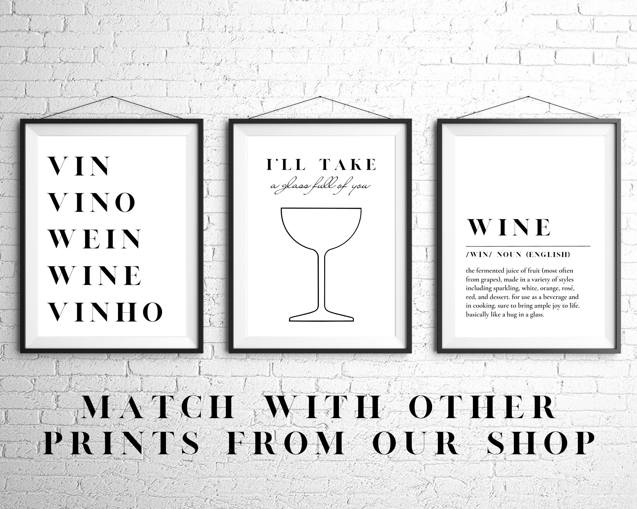 Wine Art Printables Set i'll Take A Glass Full of You Modern & Chic ...