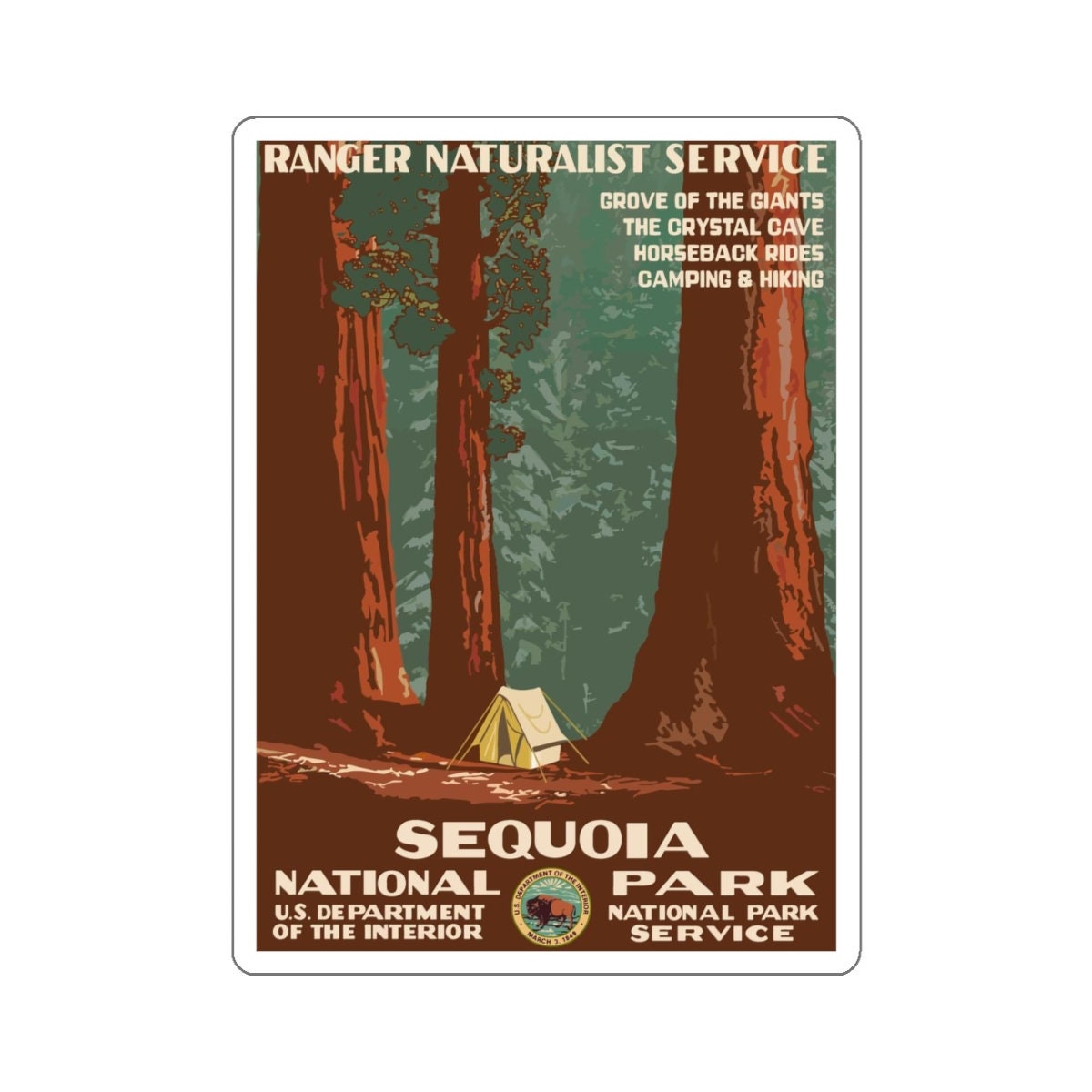 Vintage Sequoia National Park Sticker Vintage National Park - Etsy