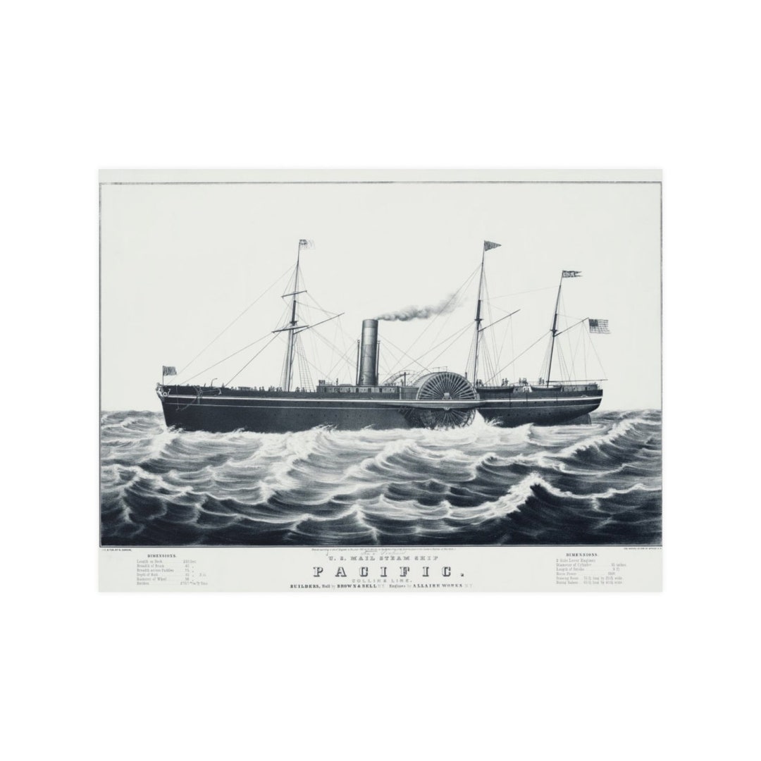 U.S Mail Steam Ship | Print | the Pacific, Illustrated by N. Currier ...