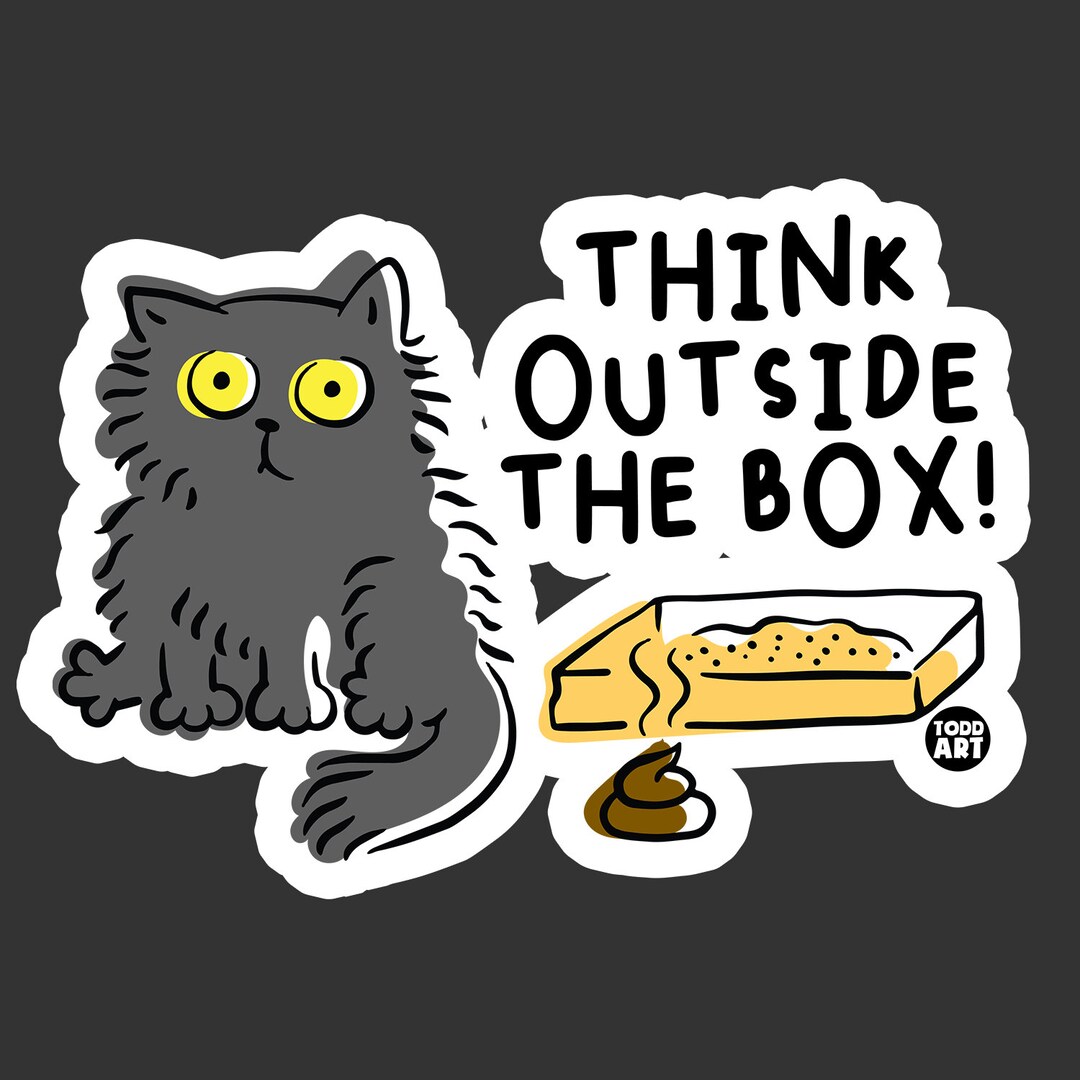 Think Outside the Box Cat 3 STICKER Adult Stickers - Etsy