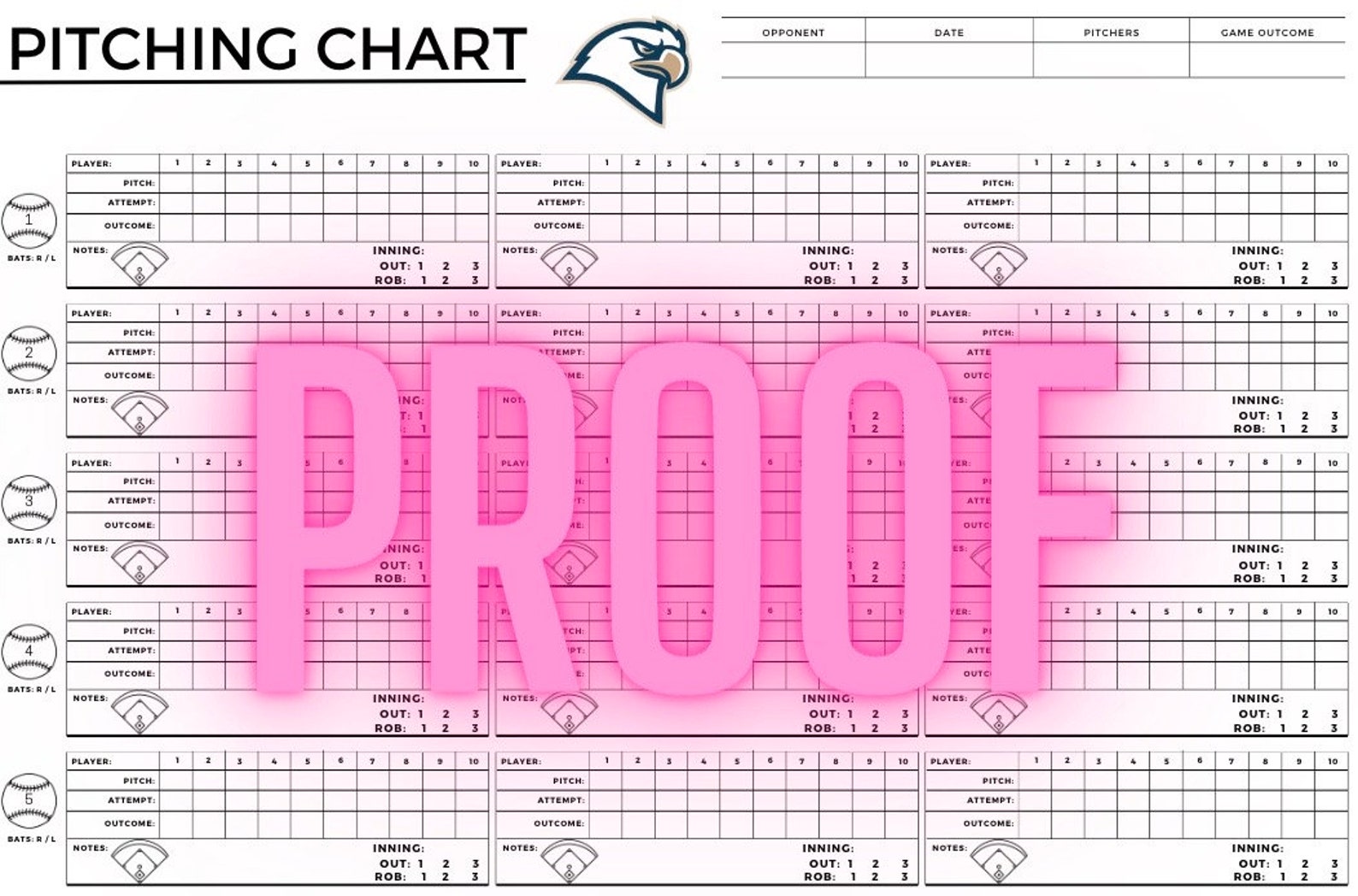 Pitching Chart, Baseball, Softball, Pitching Stats, Pitches - Etsy