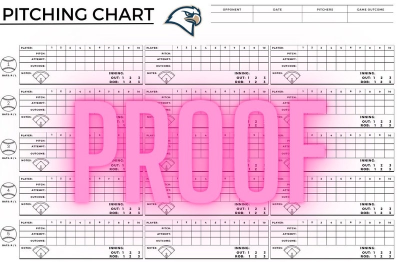 Pitching Chart, Baseball, Softball, Pitching Stats, Pitches - Etsy