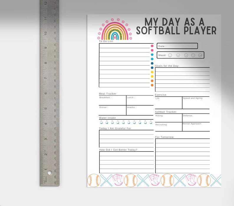 Softball Player Daily Planner - Etsy