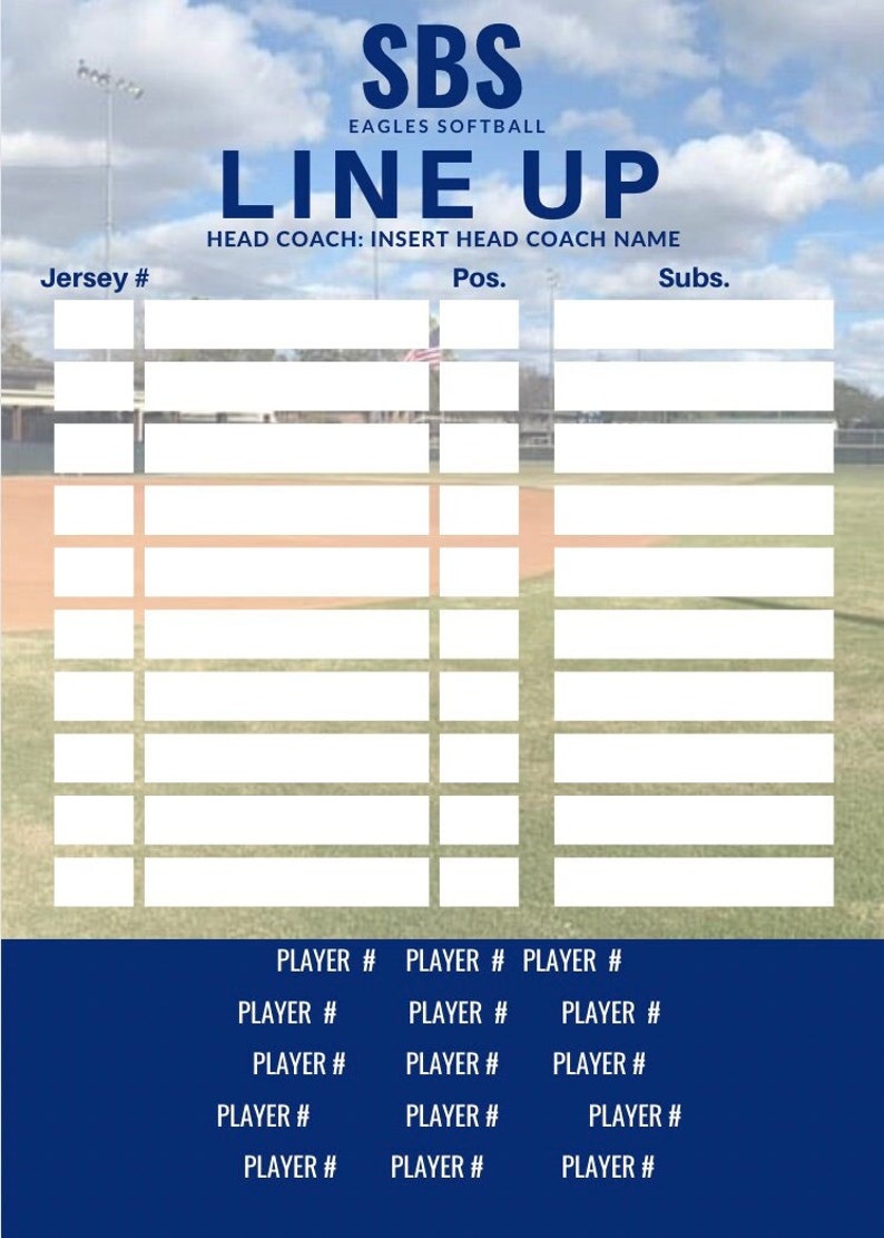 Custom Line up Cards, Softball, Baseball, Line Up, Batting Order - Etsy