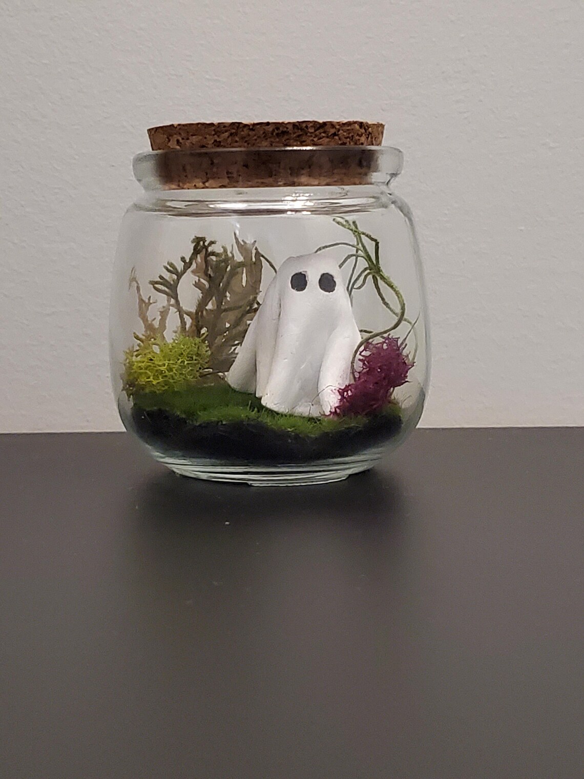 Mini Ghost Terrarium: Handmade Clay Ghost in Jar - Spooky Desk Decor - Etsy
