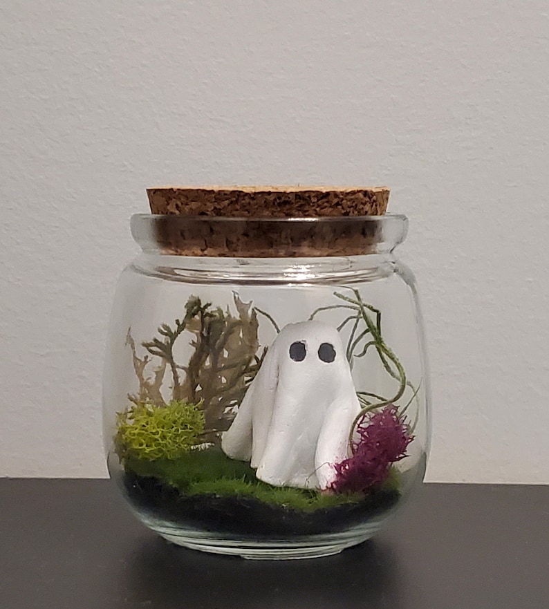 Mini Ghost Terrarium | Cute Spooky Desk Decor | Handmade Ghost in Jar ...