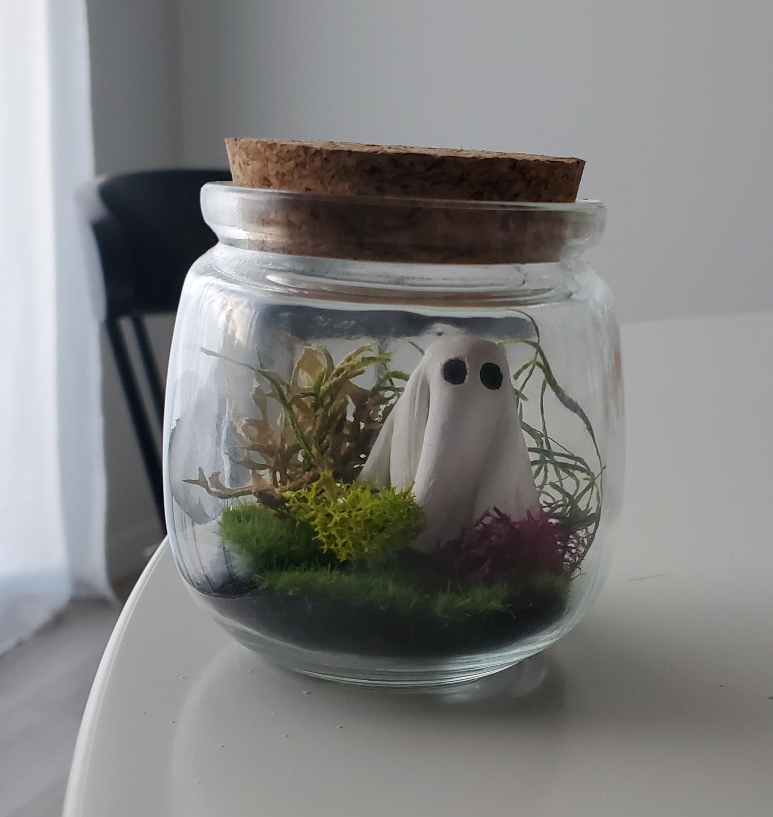 Mini Ghost Terrarium: Handmade Clay Ghost in Jar - Spooky Desk Decor - Etsy