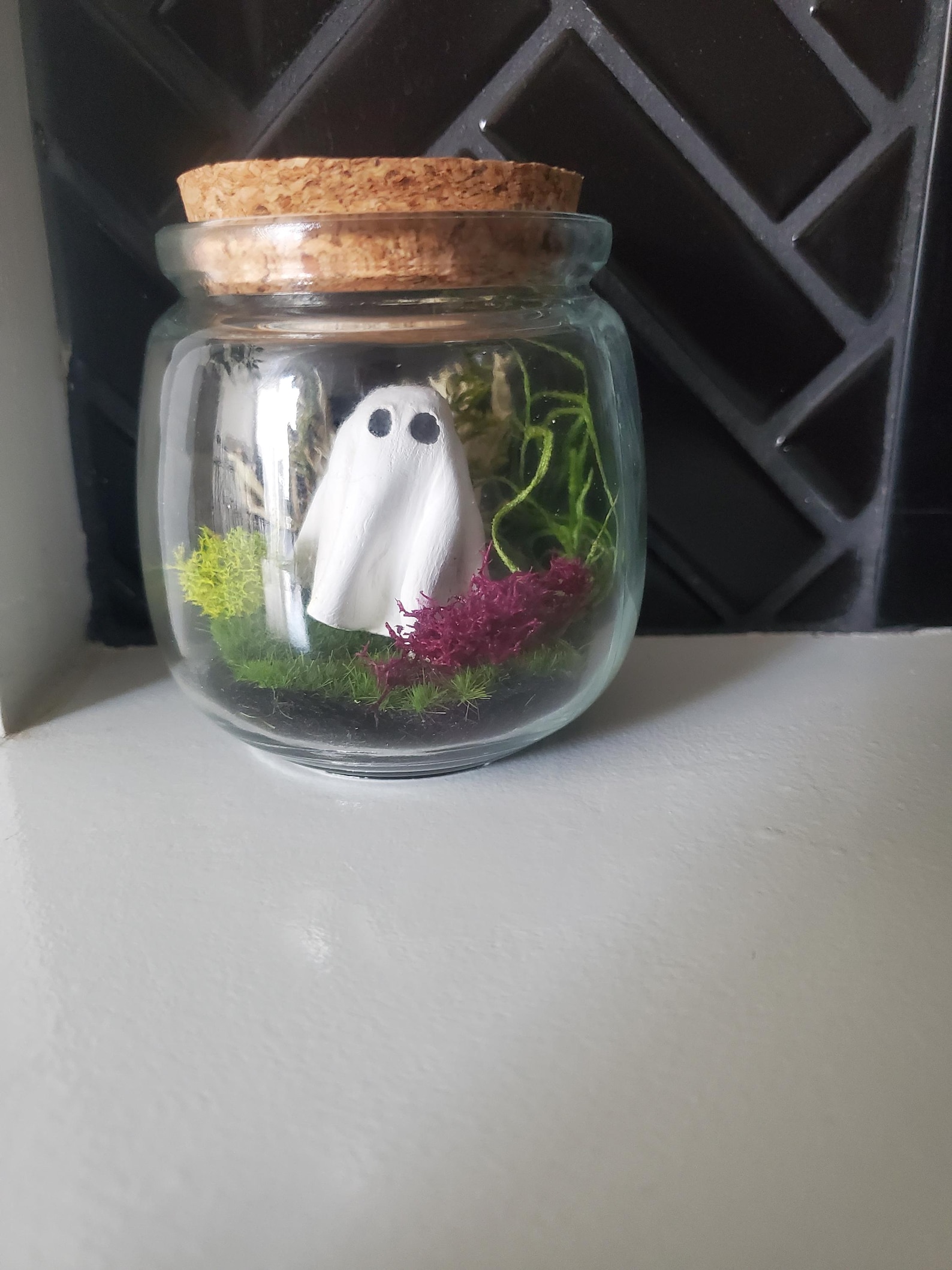 Mini Ghost Terrarium: Handmade Clay Ghost in Jar - Spooky Desk Decor - Etsy