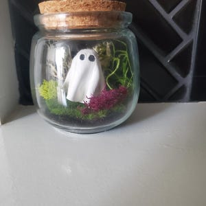 Mini Ghost Terrarium: Handmade Clay Ghost in Jar - Spooky Desk Decor - Etsy