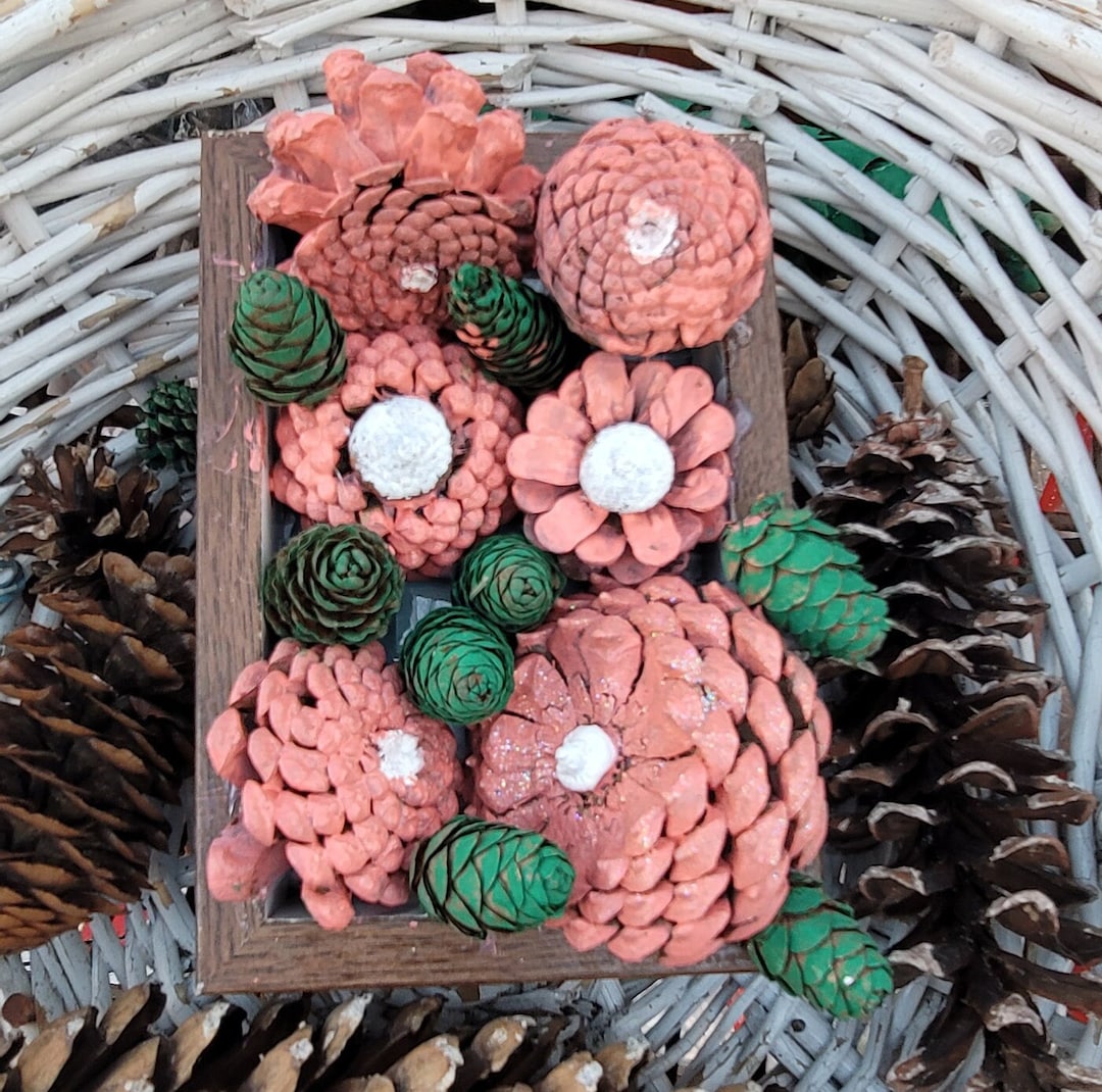 BTF Pine Cone Flower Arrangement - Handmade Rustic Home Decor - Etsy