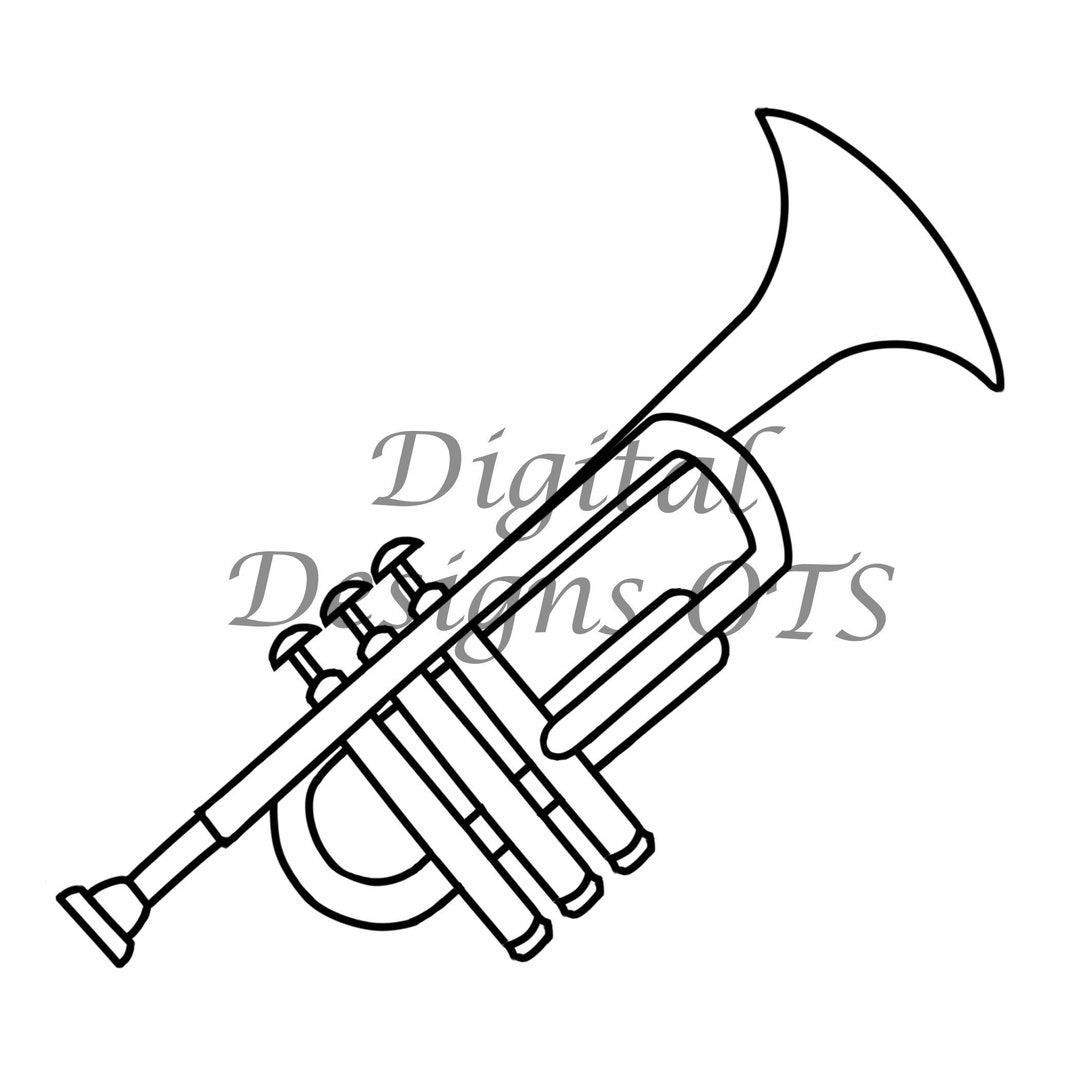 Line Art Trumpet Clipart Transparent Background SVG/PNG - Etsy