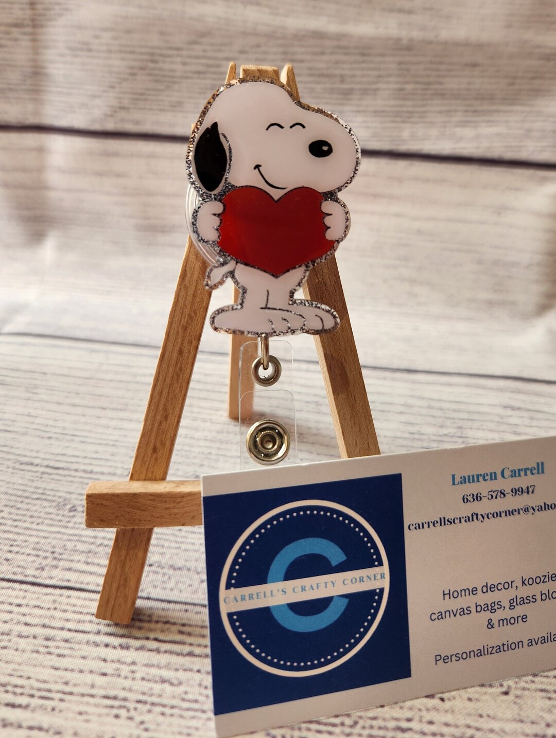 Snoopy Heart Badge Reel, Snoopy, Badge Reel, Interchangeable ...