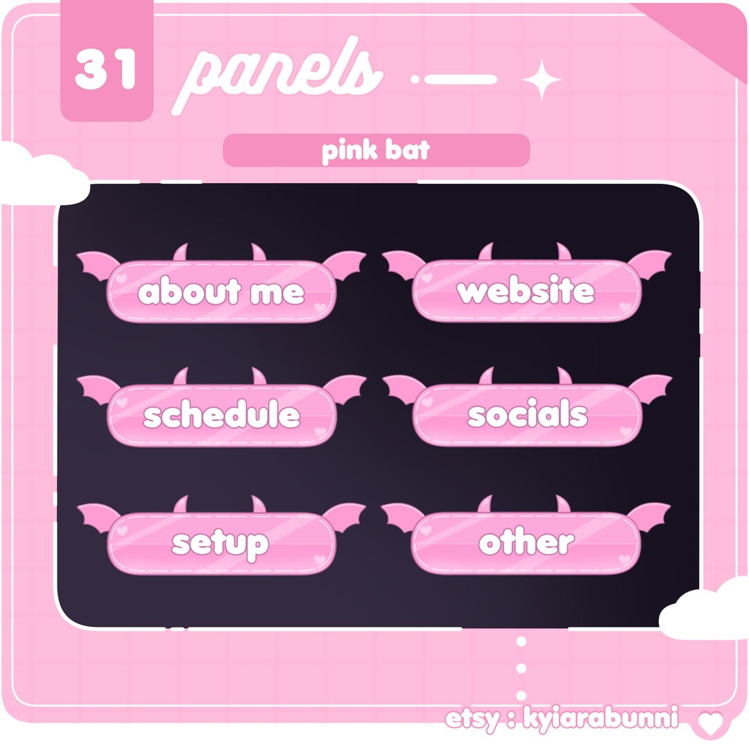 Pink Pastel Goth Demon Panels X31 | Cute Aesthetic | Stream Asset | - Etsy