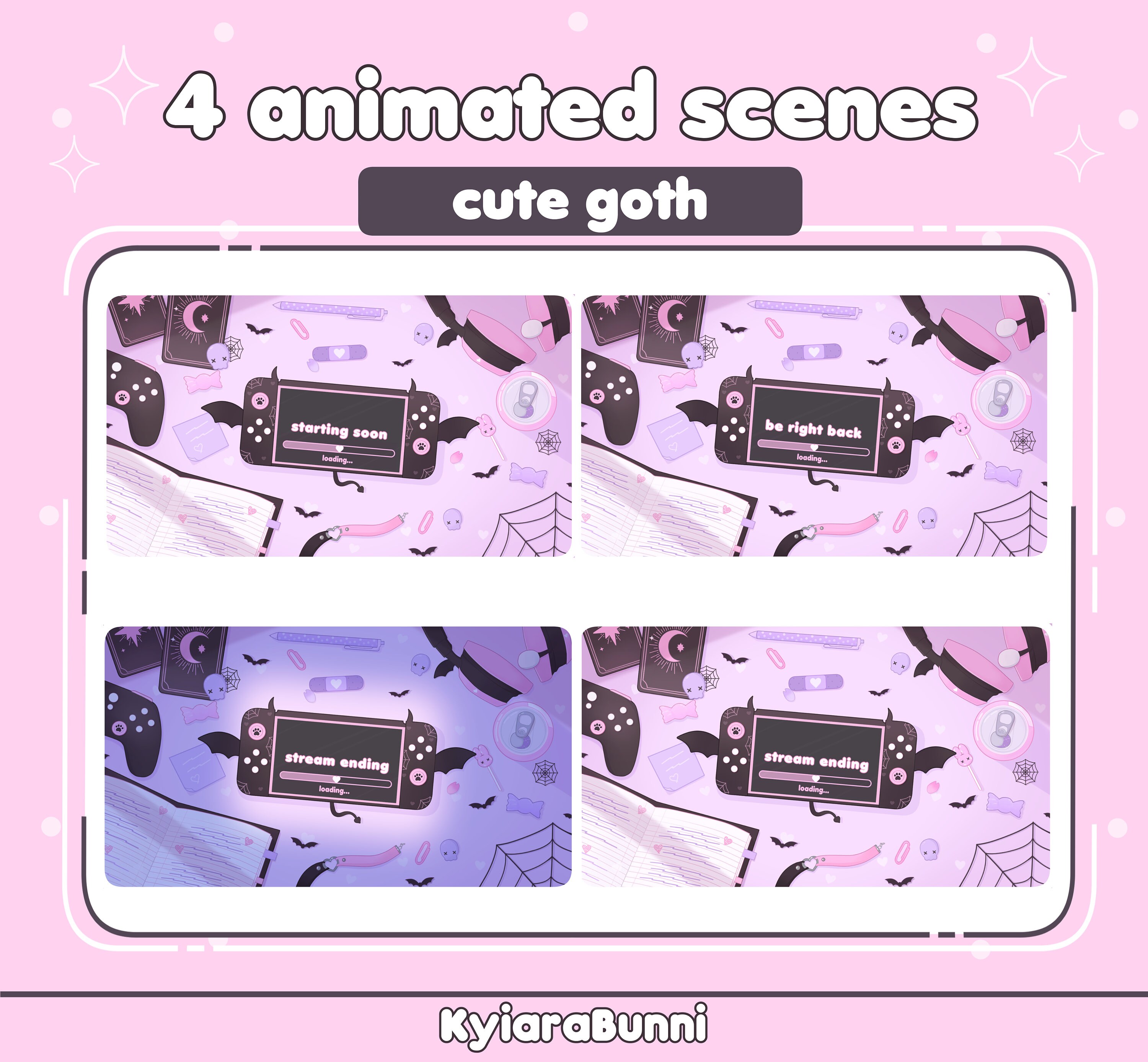 ANIMATED Pastel Goth Bat Kitty Demon Devil Spooky Halloween Aesthetic ...