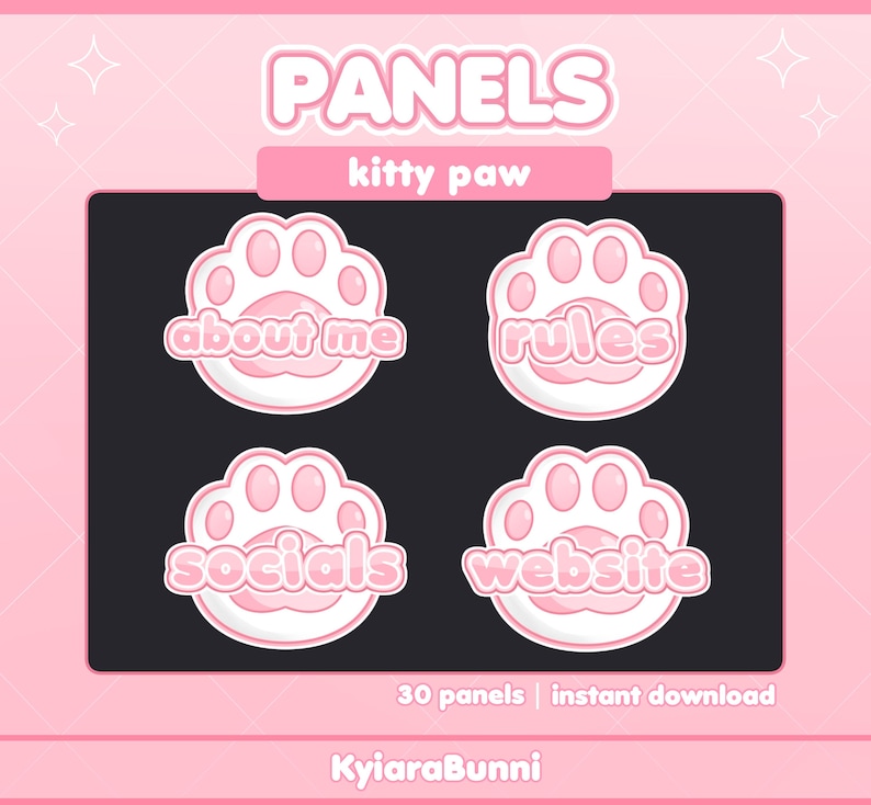 Pink Kitty Paw Cute Aesthetic Cat Panels X30 | Stream Asset | Streamer ...