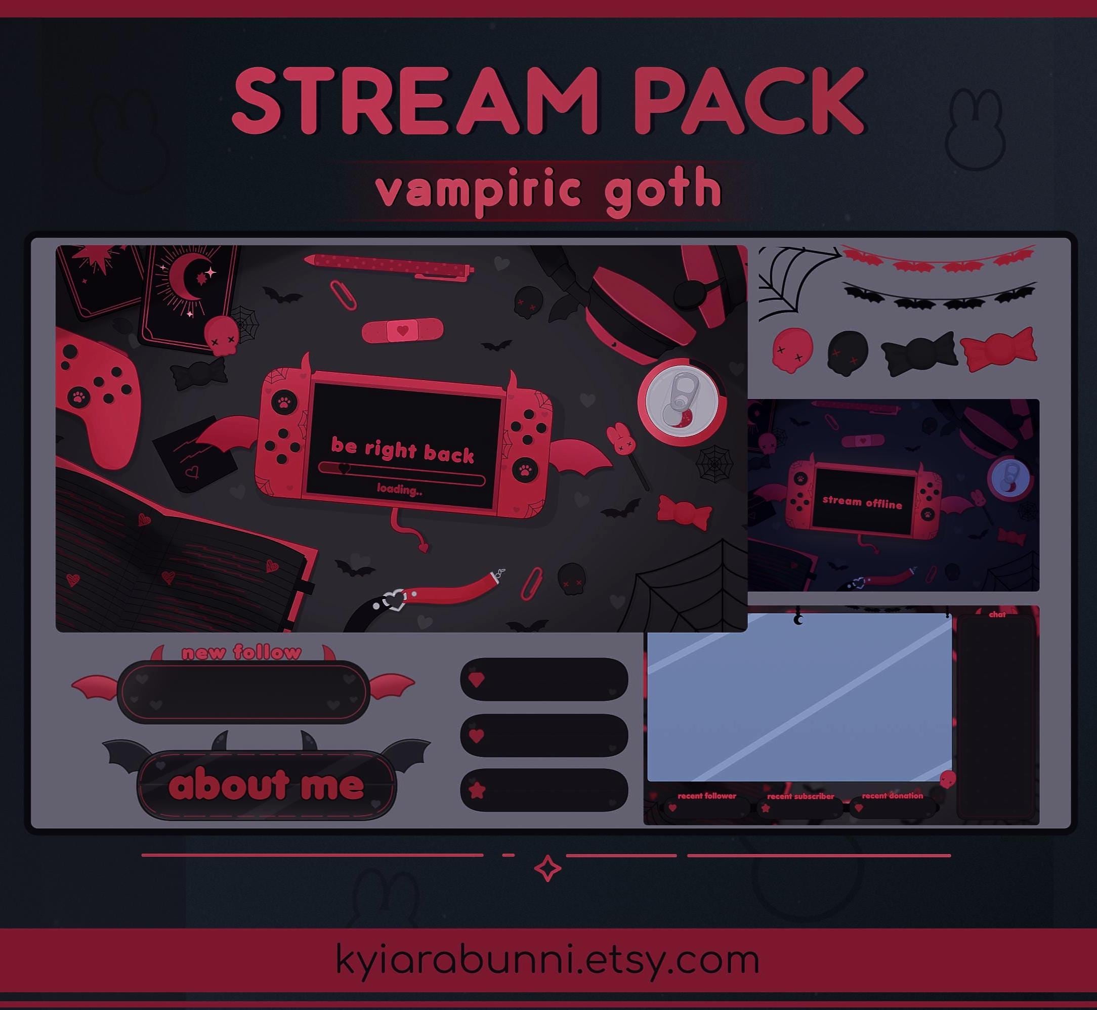 ANIMATED Vampiric Goth Vampire Devil Red Desk Aesthetic | Twitch Stream Scenes, Overlays, Panels ...