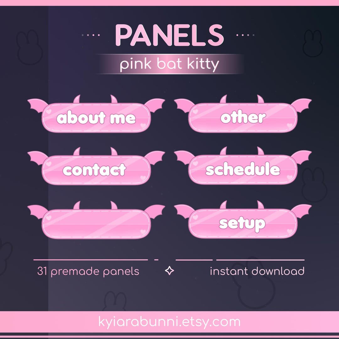 Pink Bat Kitty Devil Premade Panels X31 | Cute Aesthetic | Stream Asset ...