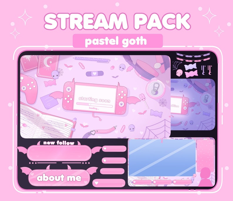 ANIMATED Pink Pastel Goth Bat Kitty Demon Devil Spooky Halloween ...