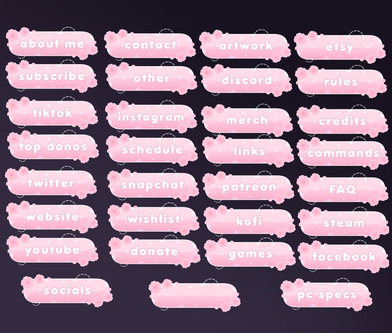 Pink Sakura Flower Panels X31 Cute Aesthetic Stream Asset - Etsy