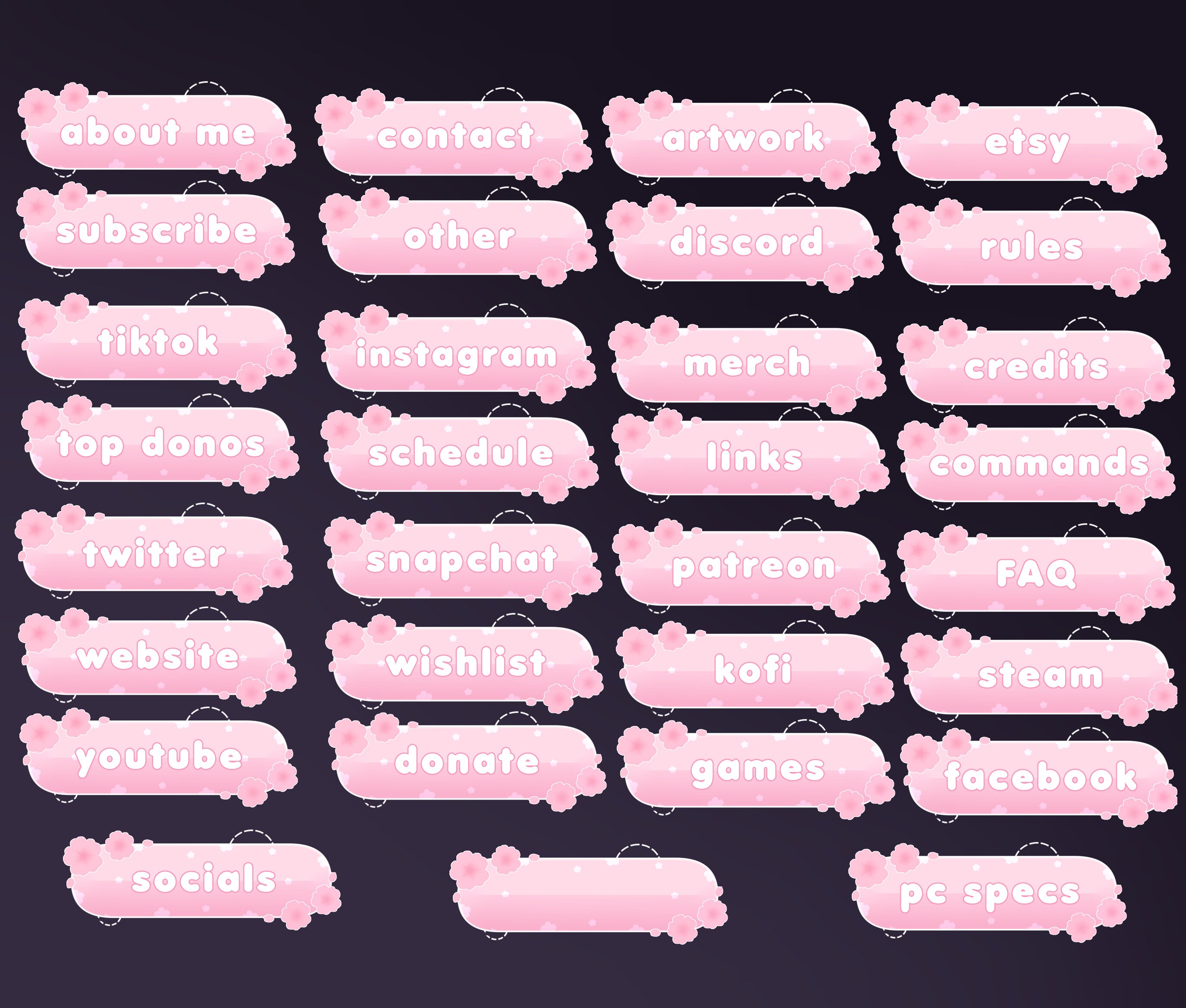 Pink Sakura Flower Panels X31 Cute Aesthetic Stream Asset - Etsy