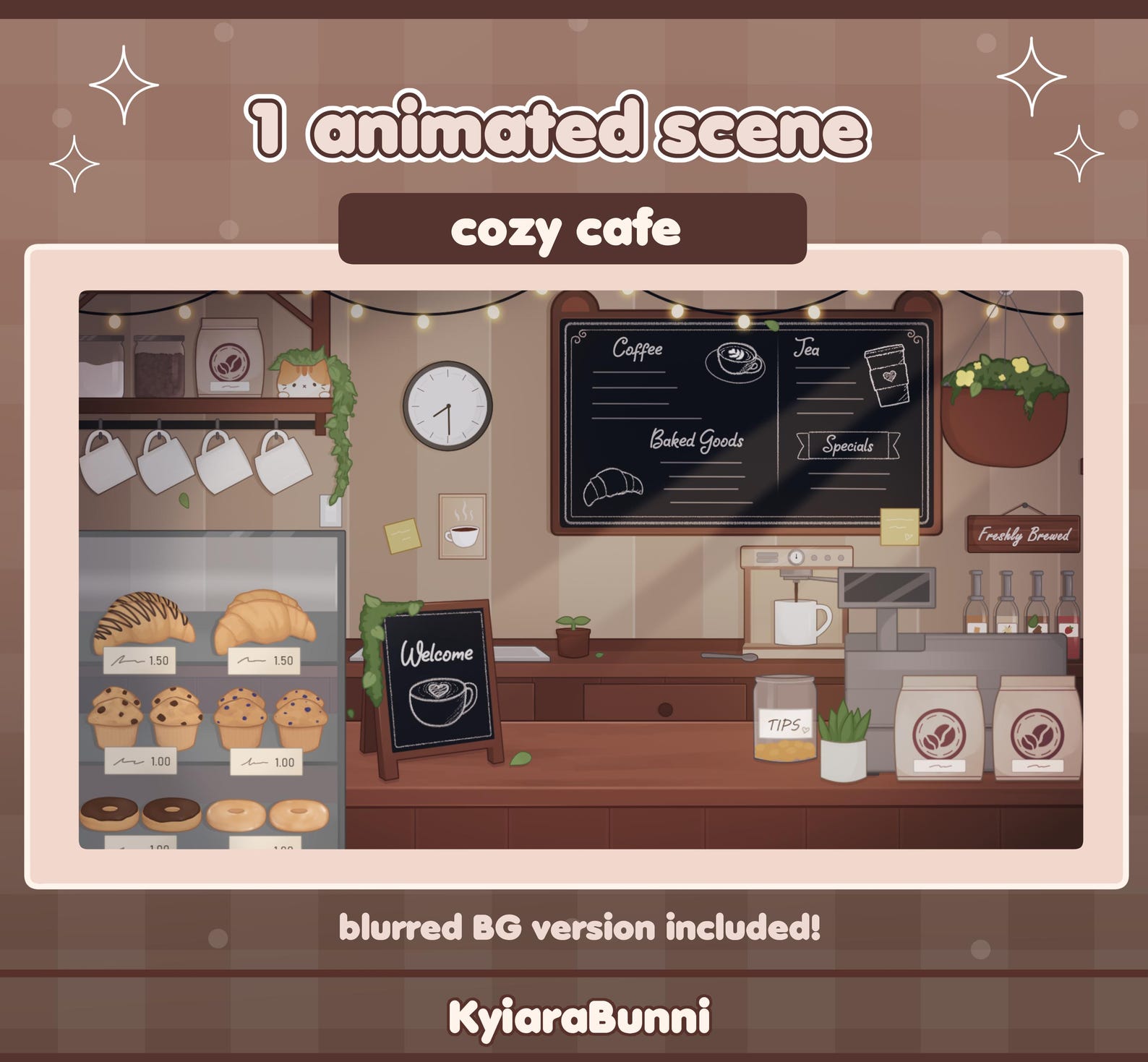 ANIMATED Cozy Cafe Coffee Shop Scene Pack Vtuber Background Cottagecore ...