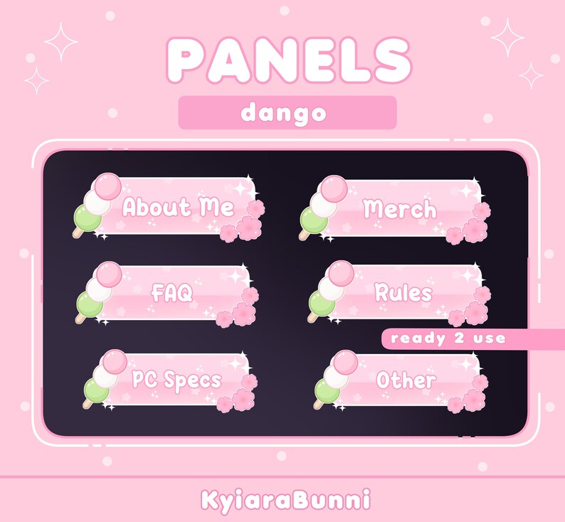 Cute Dango Sakura 41 Pink Sparkle Panels - Etsy