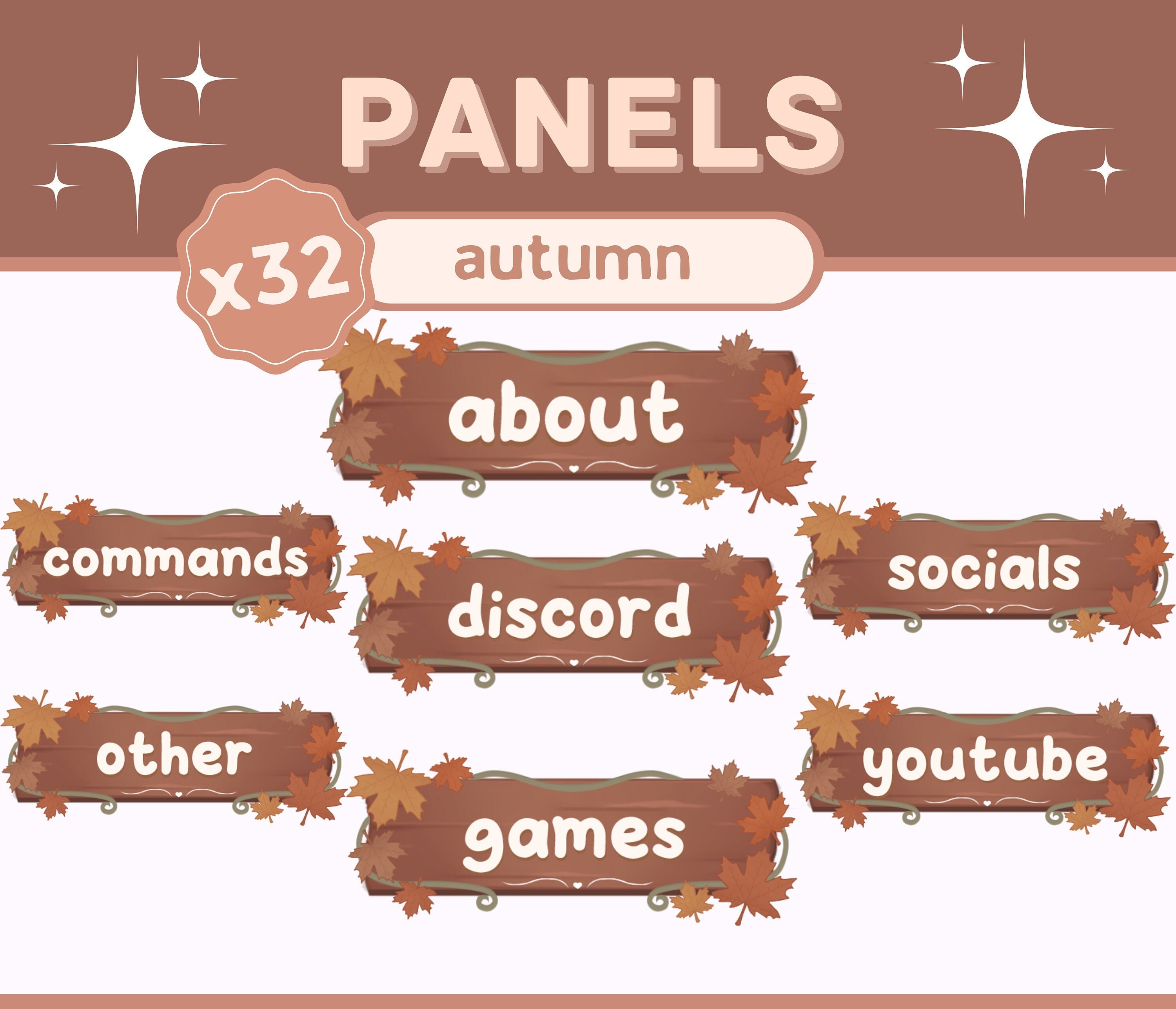 X32 Autumn Lofi Plank Wooden Leaf Vines Twitch Panels for Streamers - Etsy