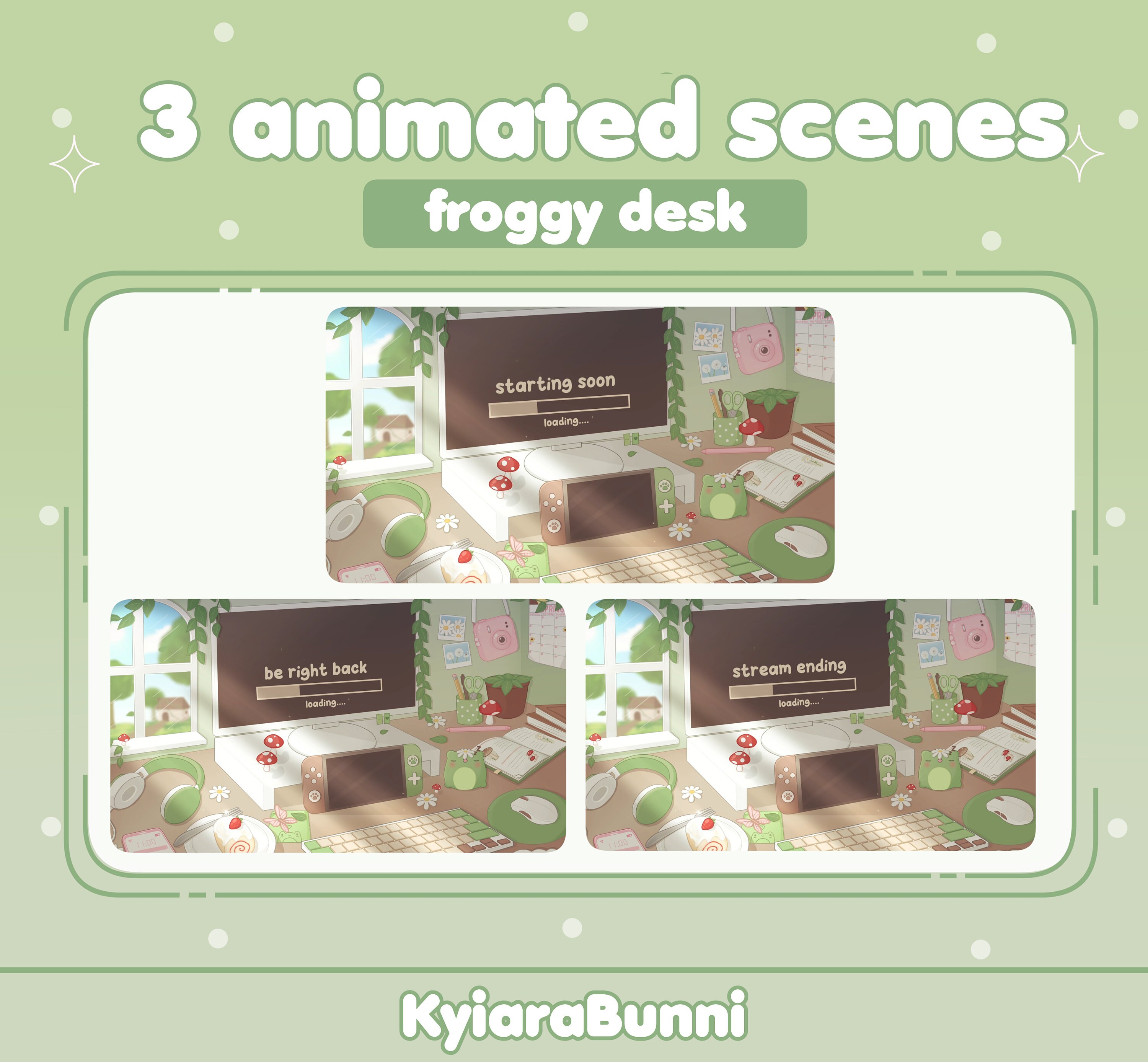ANIMATED Froggy Cozy Cottagecore Lofi Desk Aesthetic Twitch Stream ...