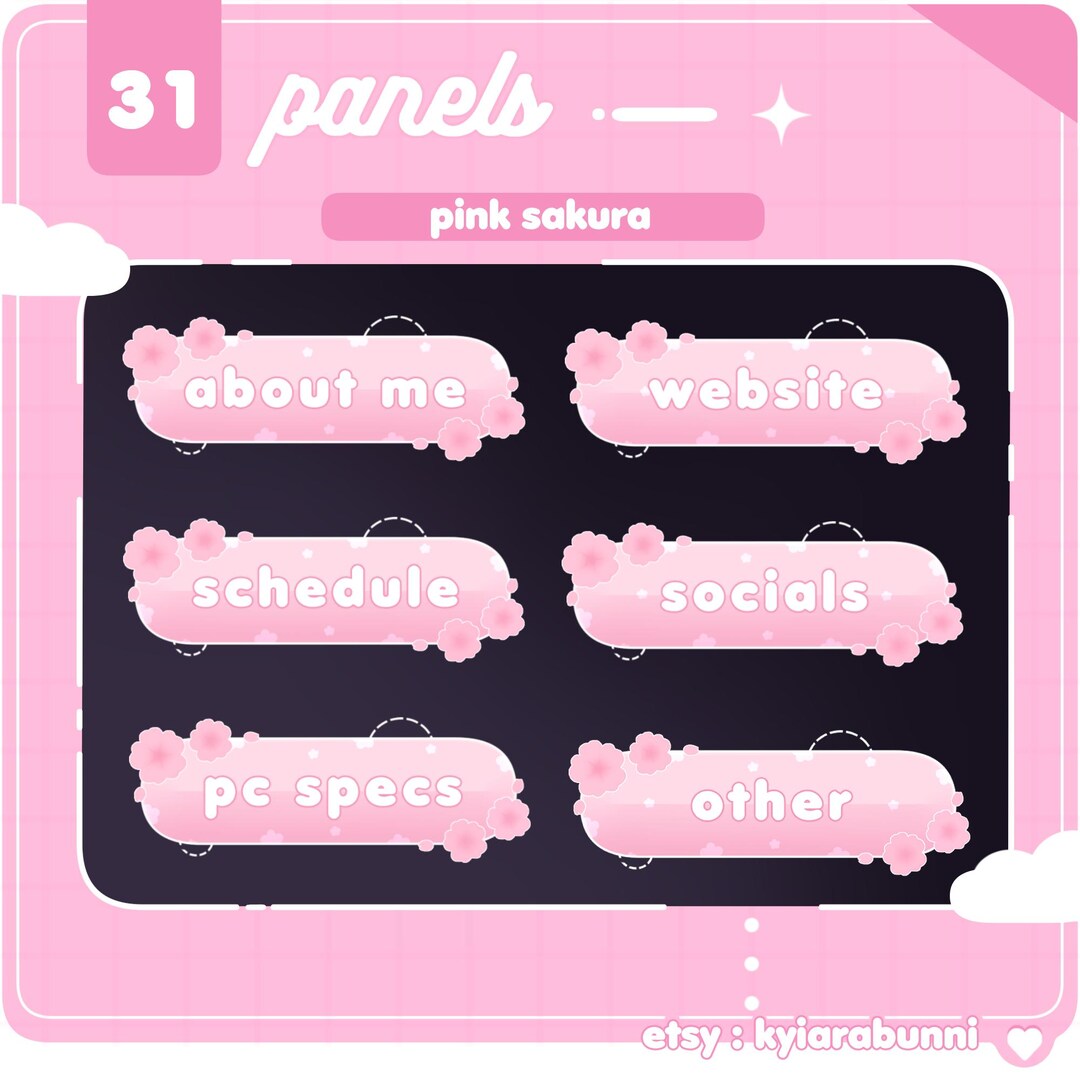 Pink Sakura Flower Panels X31 | Cute Aesthetic| Stream Asset - Etsy