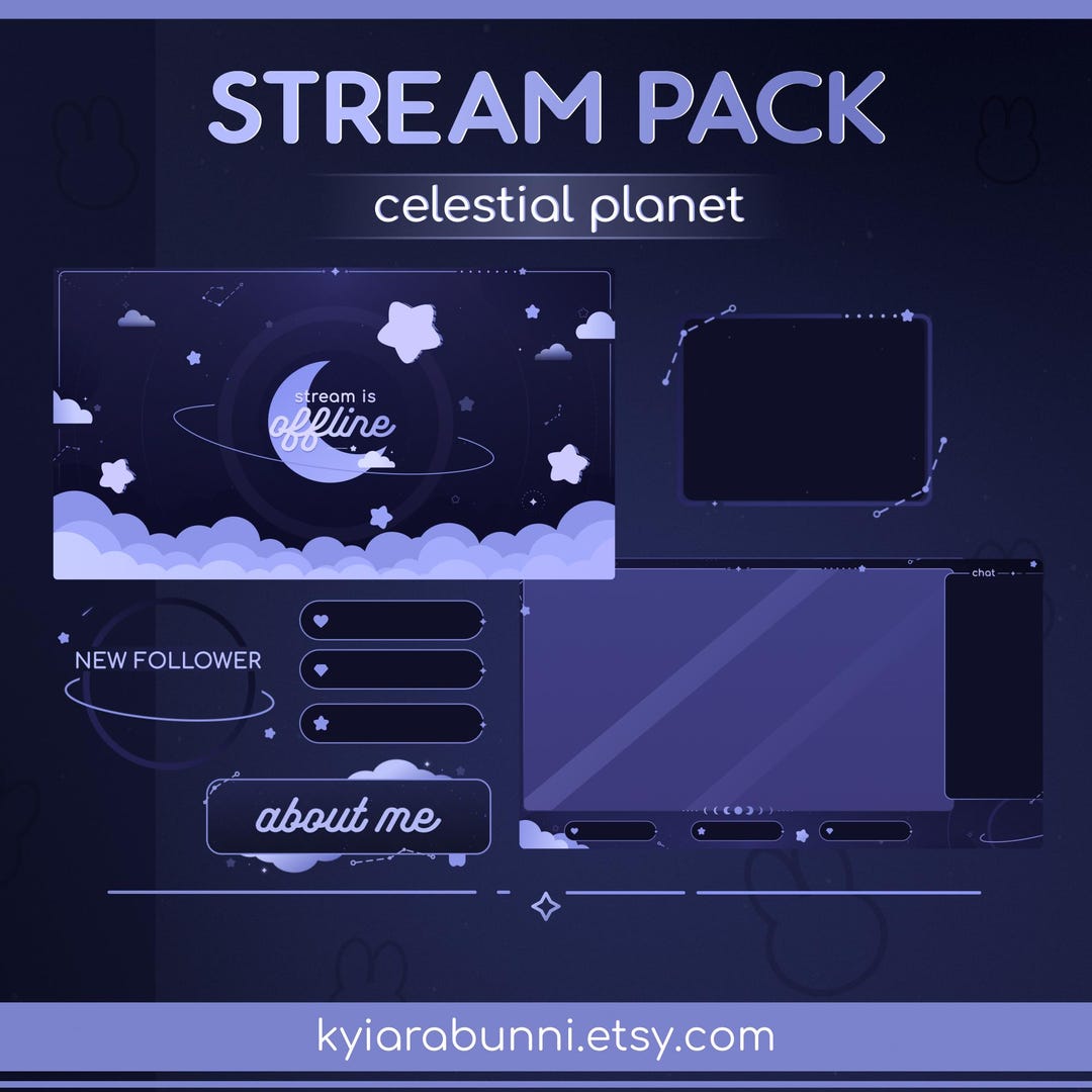 Celestial Planet Stream Package: Vtuber Streamer Assets Overlays ...