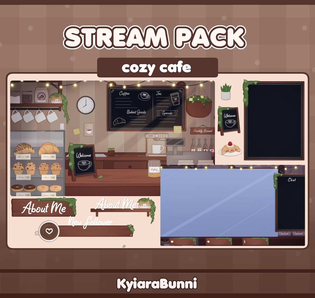 ANIMATED Cozy Cafe Coffee Shop Stream Pack Vtuber Background ...