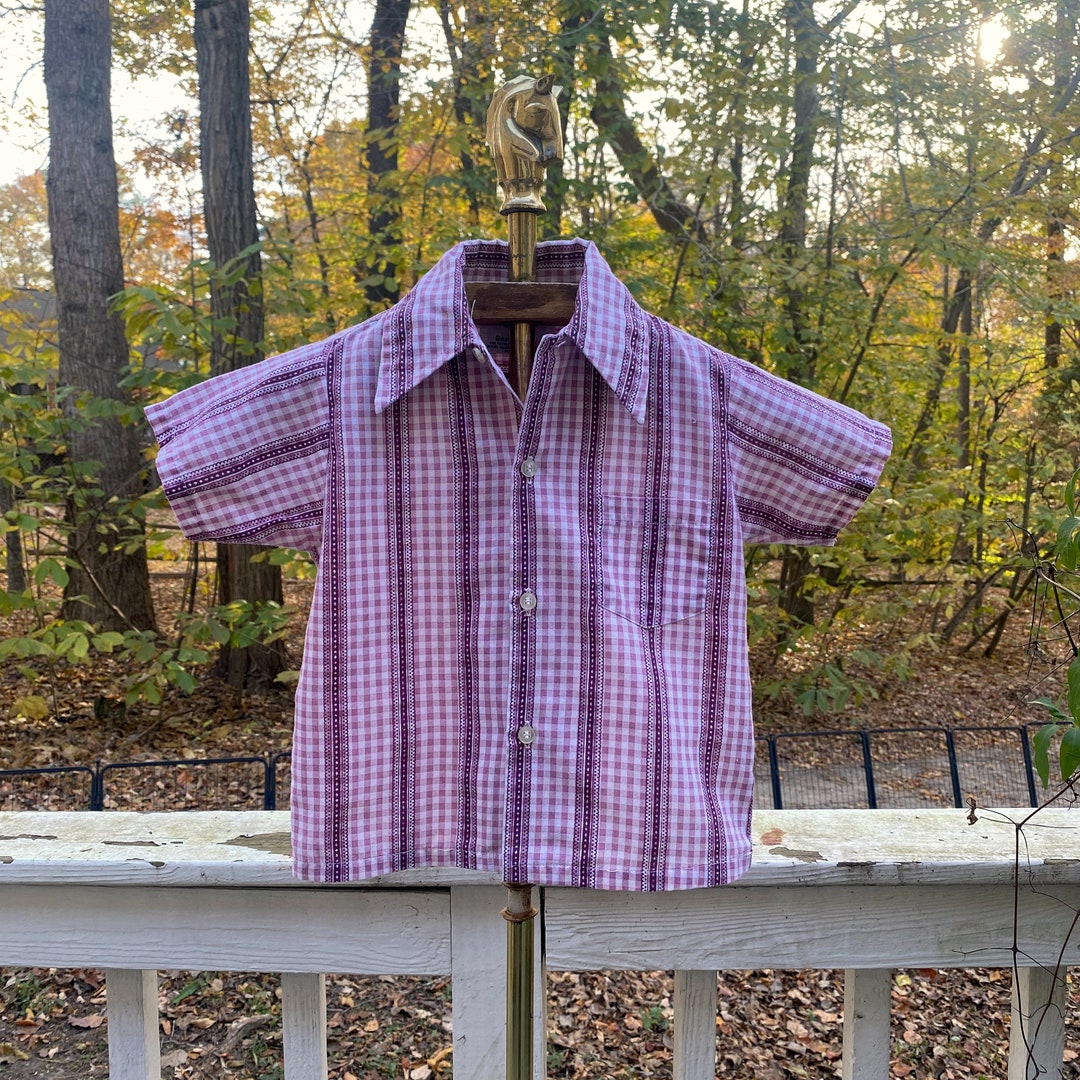 Vintage 70s Garanimals Toddler Purple Check Button Up - Etsy