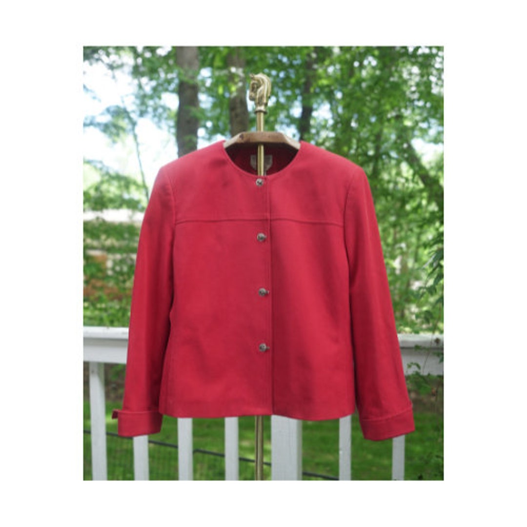 Vintage 90s Talbots Italian Cotton Red Button up Jacket - Etsy