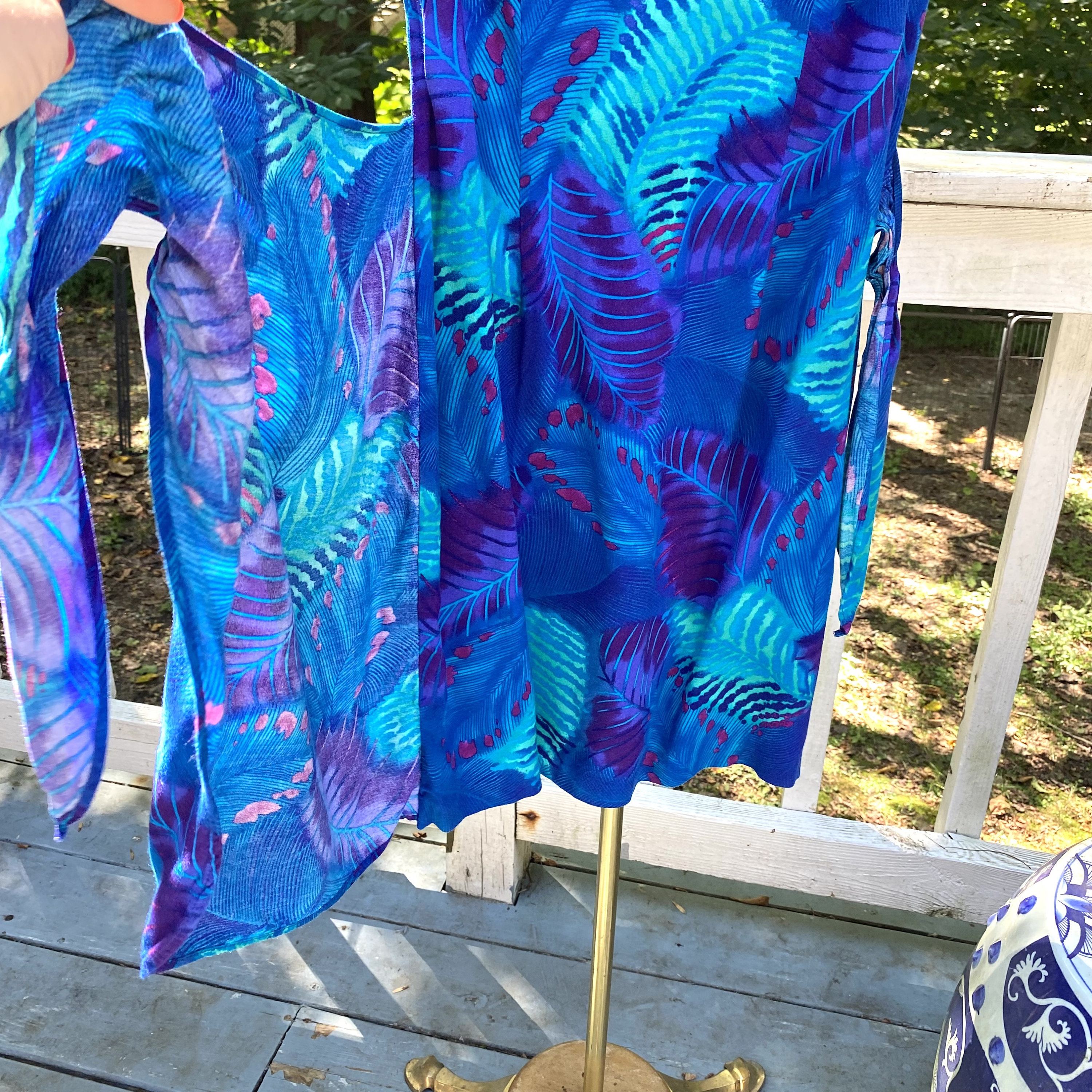 Vintage 90s Frederick’s of Hollywood Blue Tropical Wrap Dress - Etsy