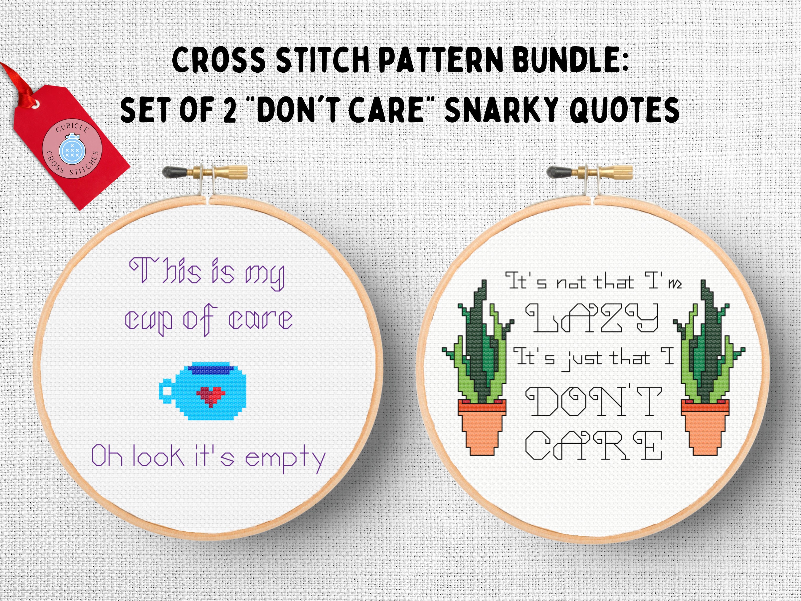 Snarky Cross Stitch Pattern Bundle: Set of 2 Modern Counted Cross ...