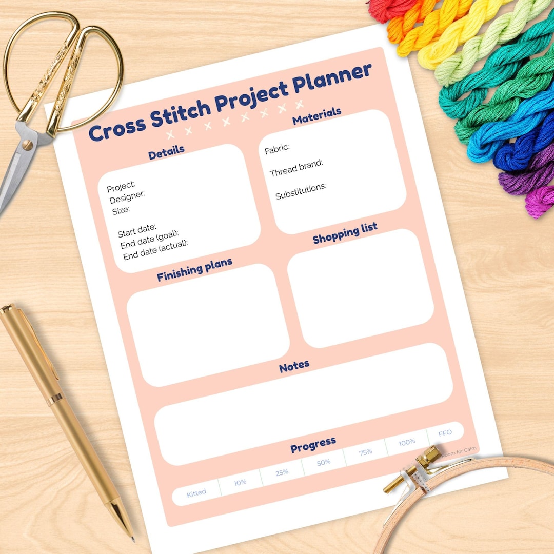 Cross Stitch Project Planner: Printable PDF Template for Planning and ...